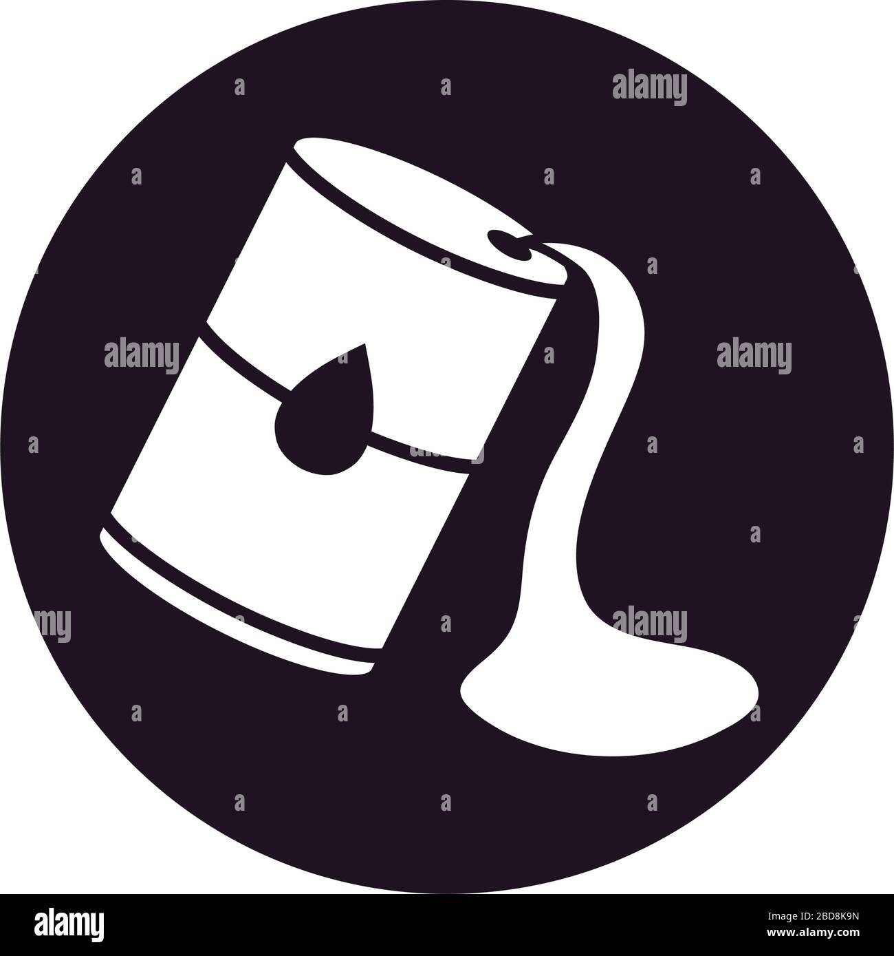 oil crash icon, barrel spilling oil icon over white background ...
