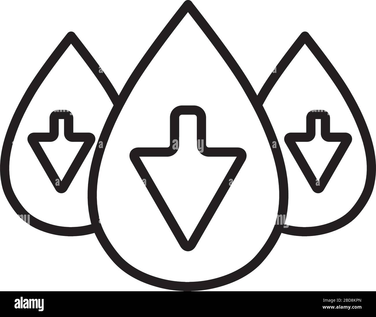 oil drops with arrow down icon over white background, line style ...