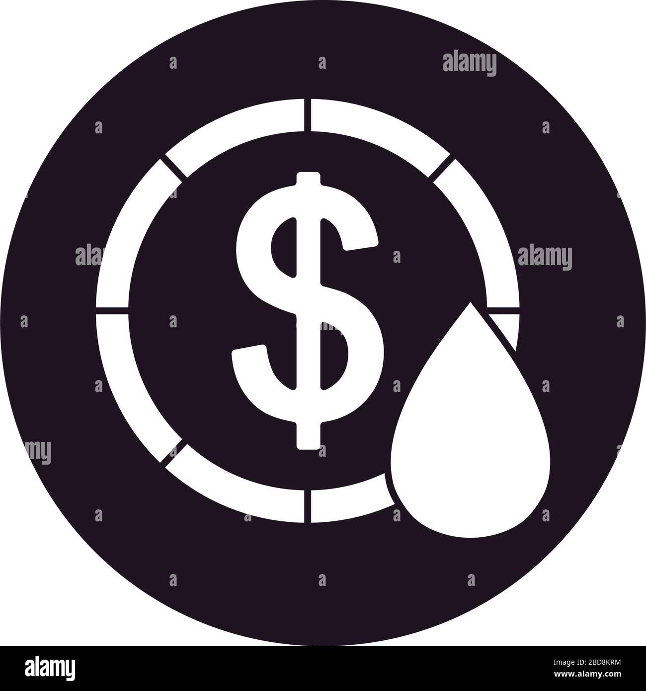oil crash concept, money coin with oil drop icon over white background ...