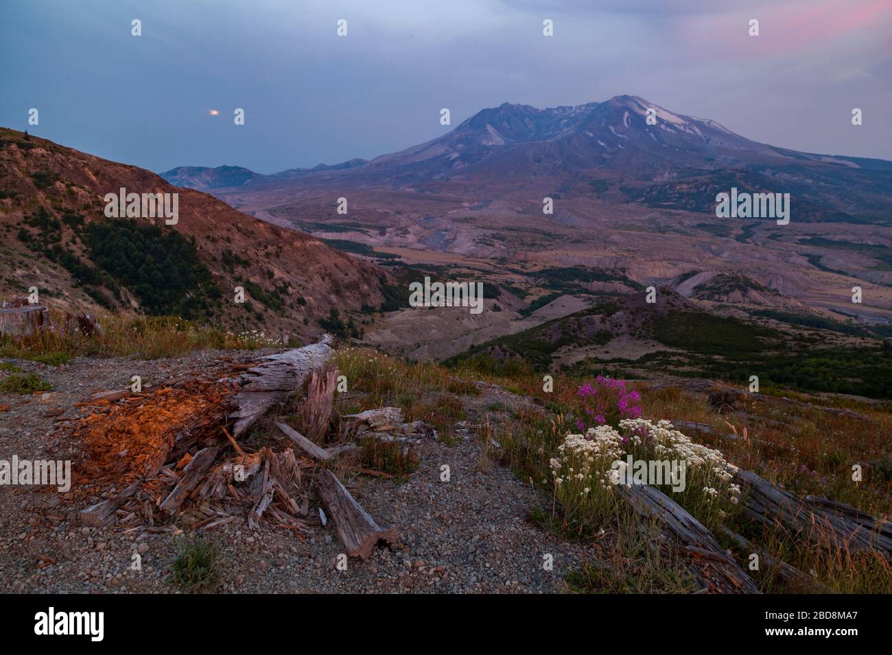 Mount Saint Helens at dusk from Loowit Viewpoint, Mount Saint Helens ...