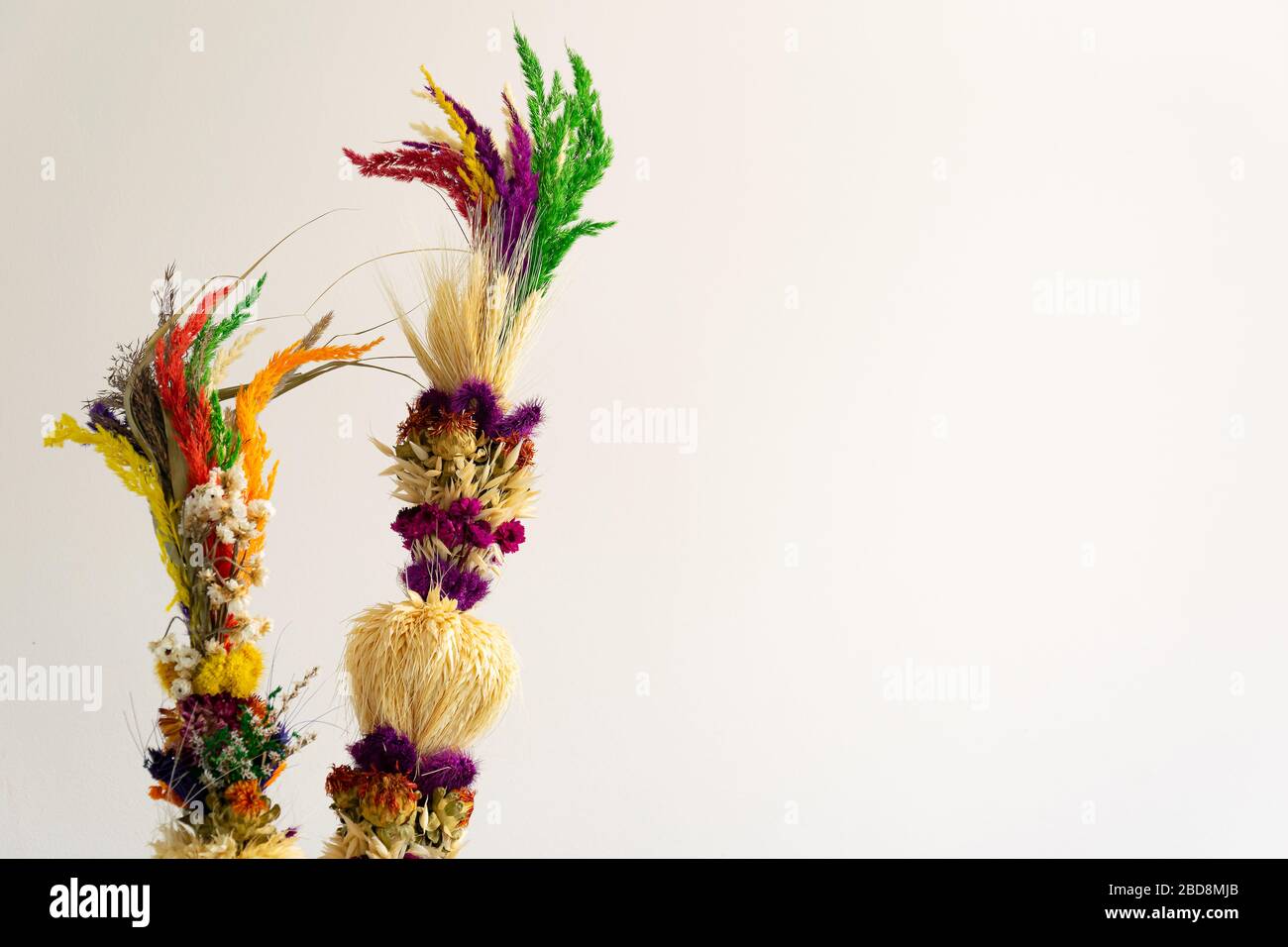 Easter Palm. Christian Easter tradition. Ears of corn, colorful flowers ...