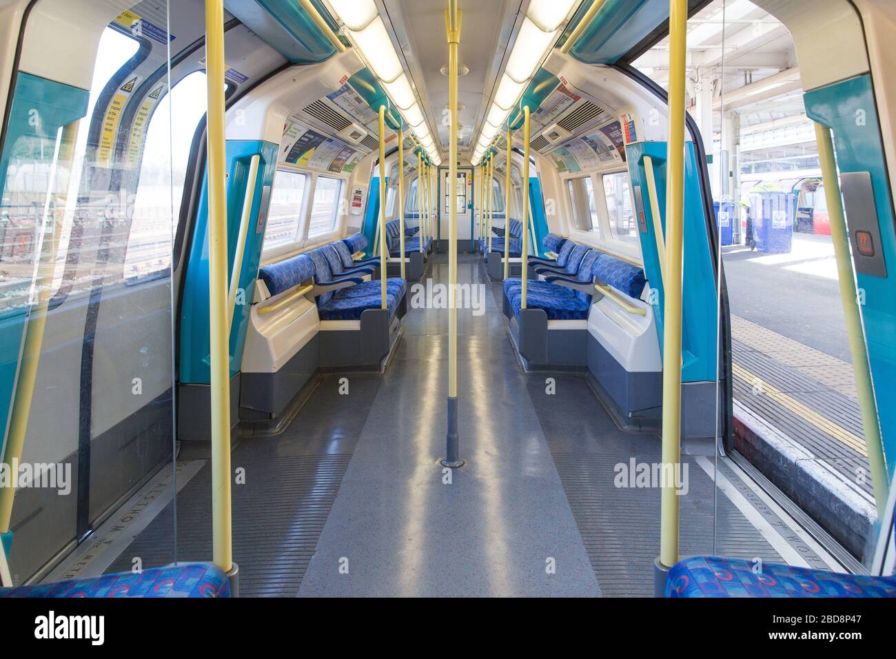Empty London underground tube carriage Stock Photo - Alamy