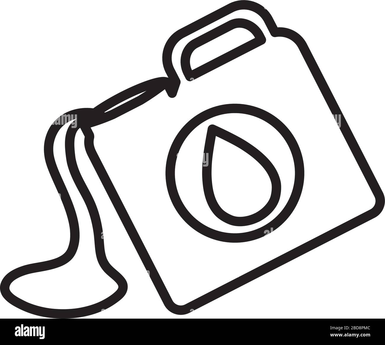 oil crash concept, spilled oil gallon with drop icon over white ...
