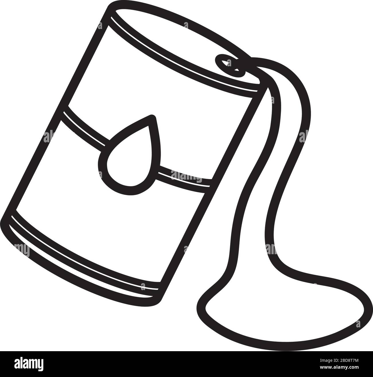 oil crash icon, barrel spilling oil icon over white background, line ...