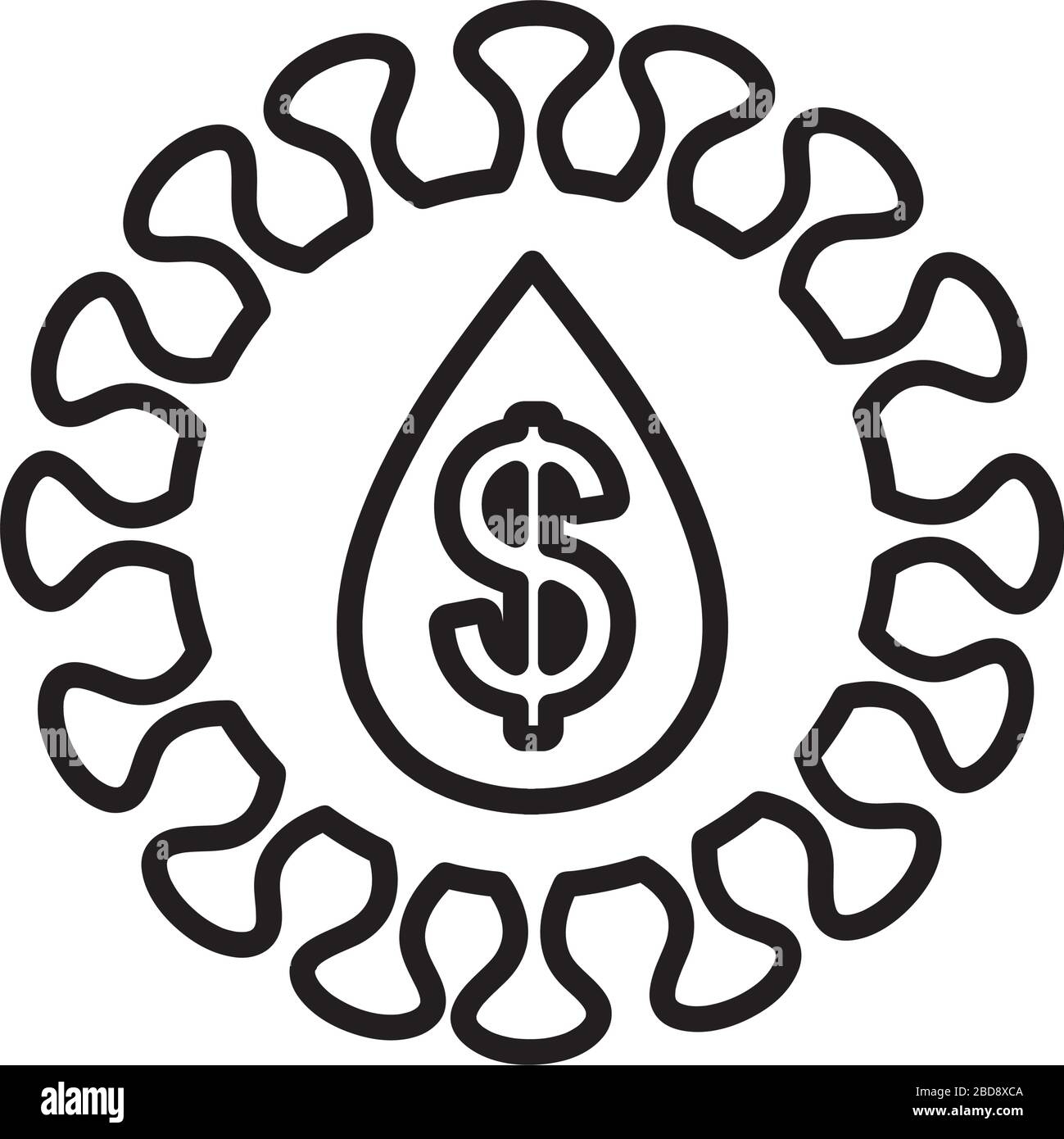 oil crash concept, coronavirus with oil drop with money symbol icon ...