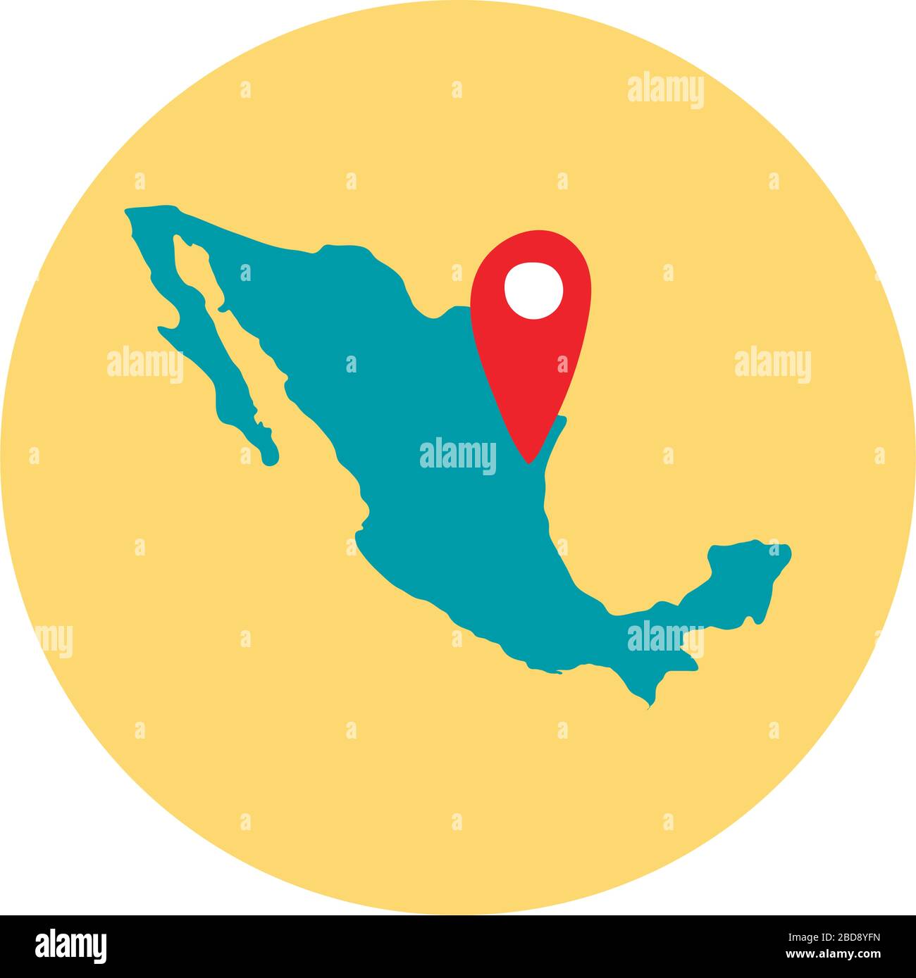 mexican map with pin location block and flat style icon Stock Vector ...