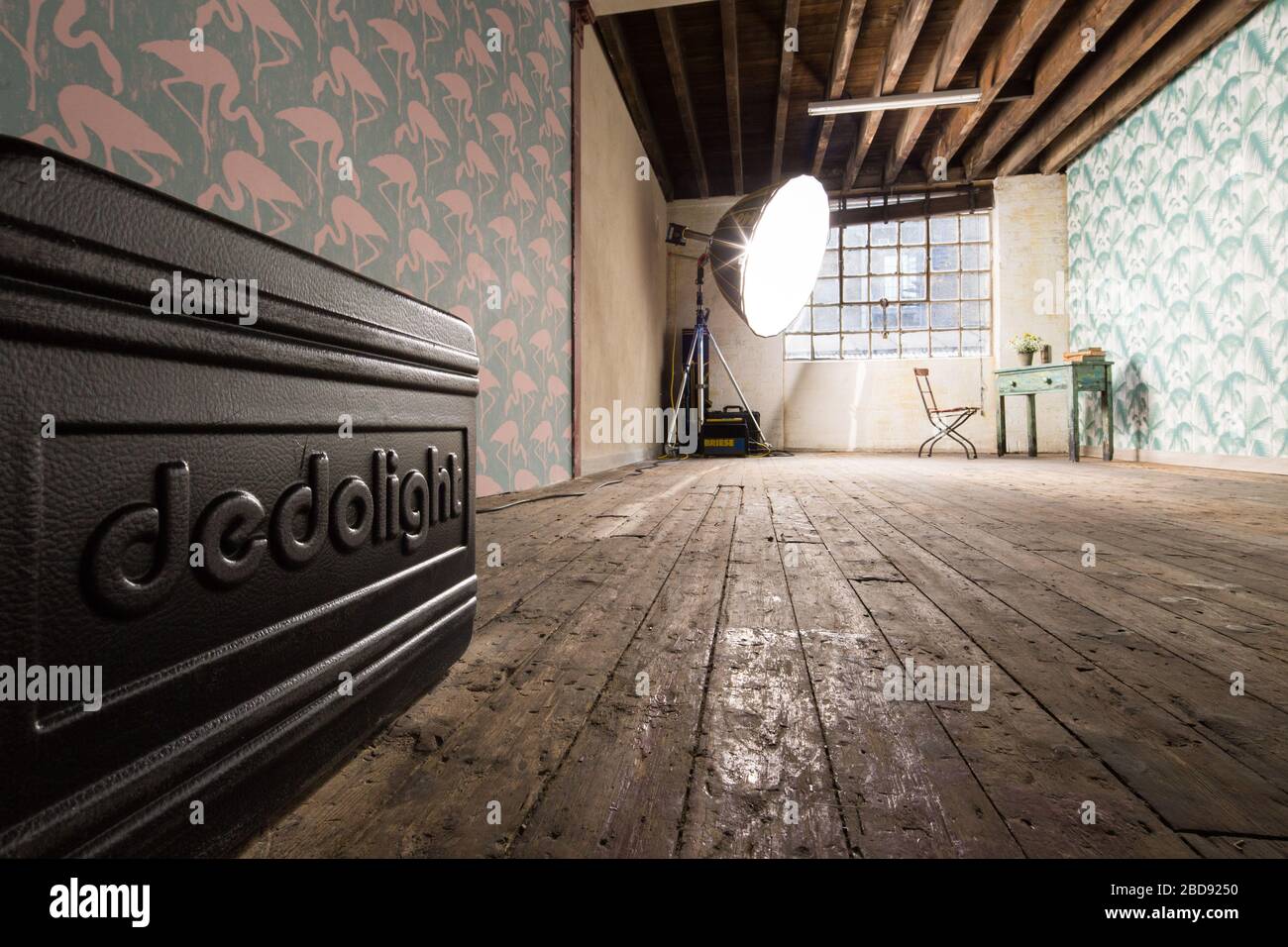 Dedolight case and round beauty lightbox in a film set with quirky ...