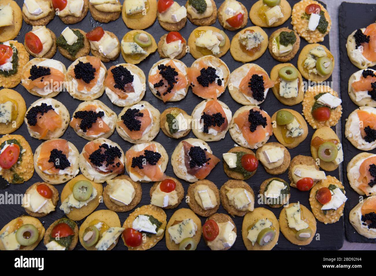 Variety of different Canapés at a wedding celebration Stock Photo - Alamy