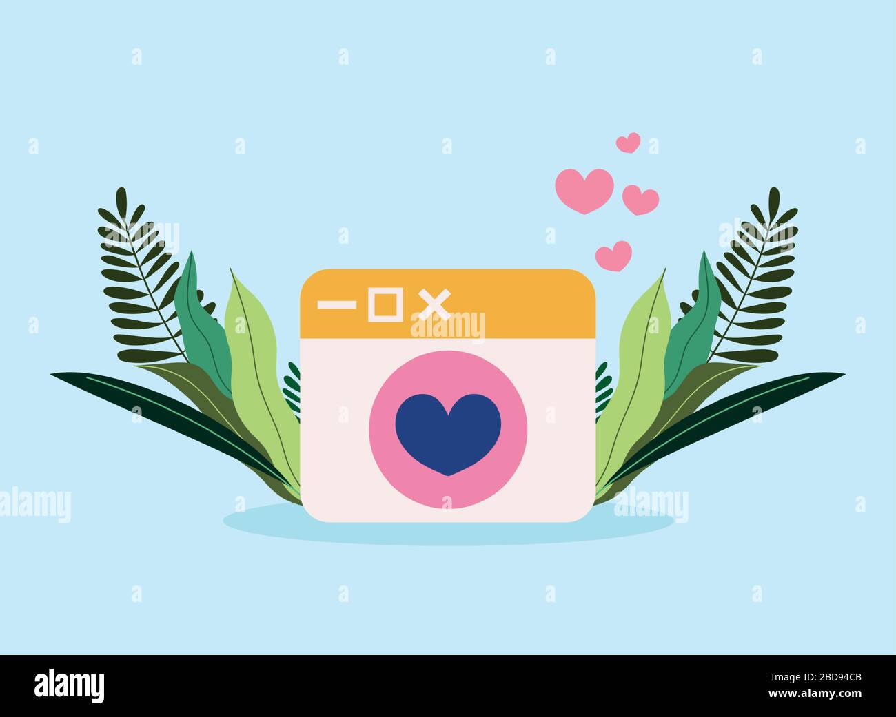 website love chat message hearts romantic foliage background vector ...