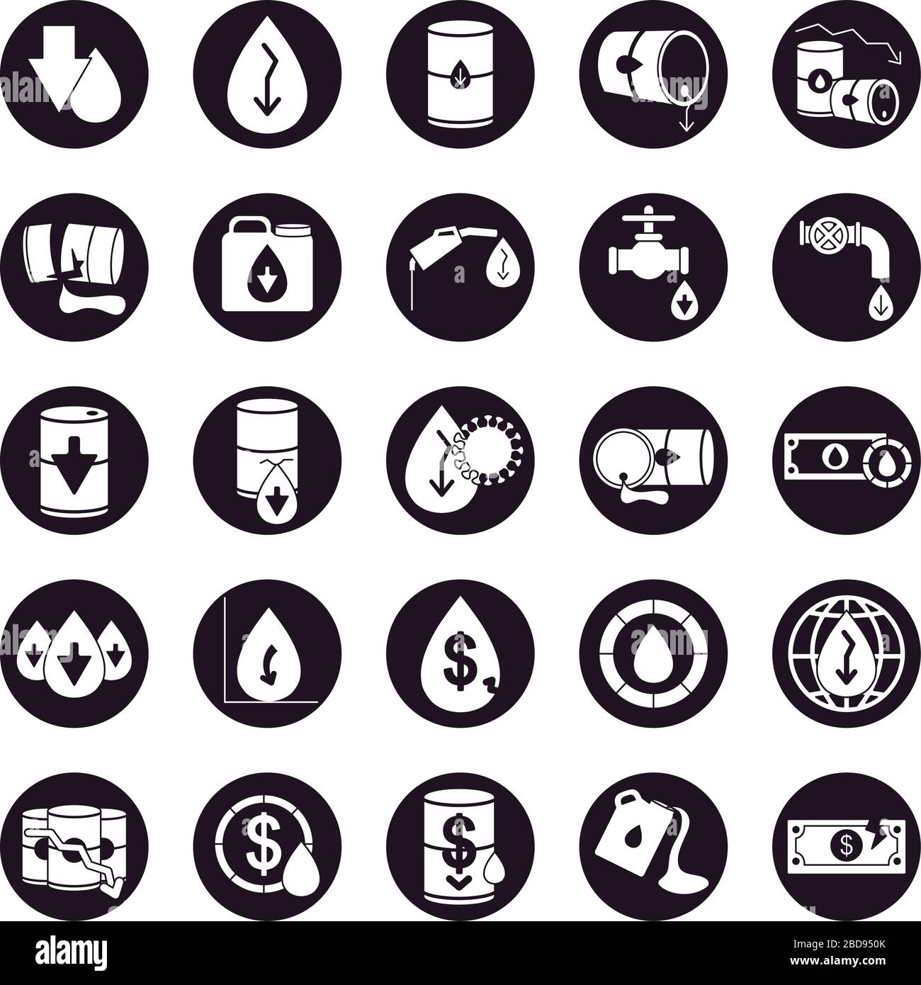 oil drops and oil crash icon set, over white background, silhouette style, vector illustration ...