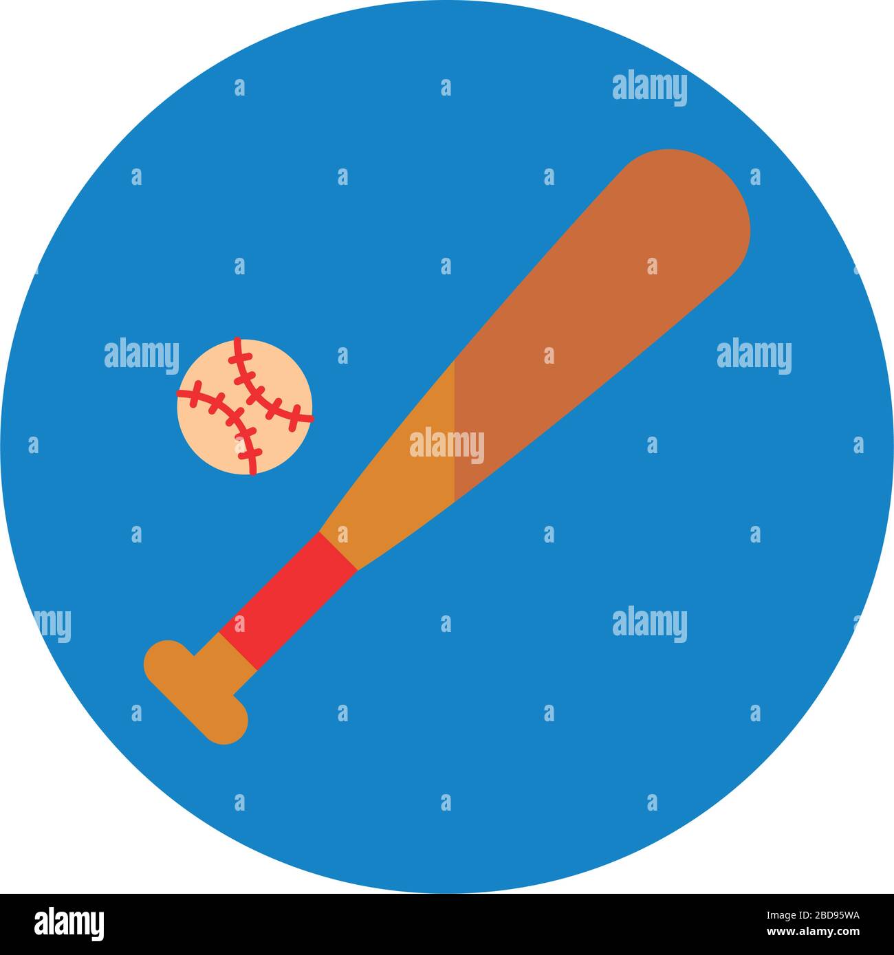 baseball bat with ball sport block and flat style Stock Vector Image ...