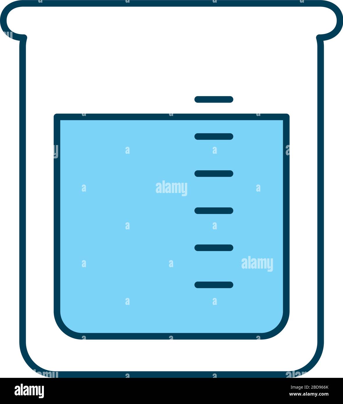 chemical beaker icon over white background, line and fill style, vector ...