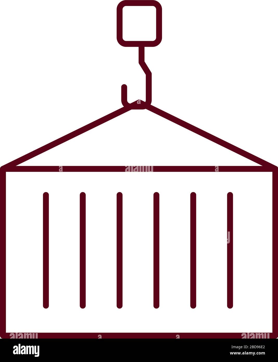 hanger and cargo container icon over white background, line style ...
