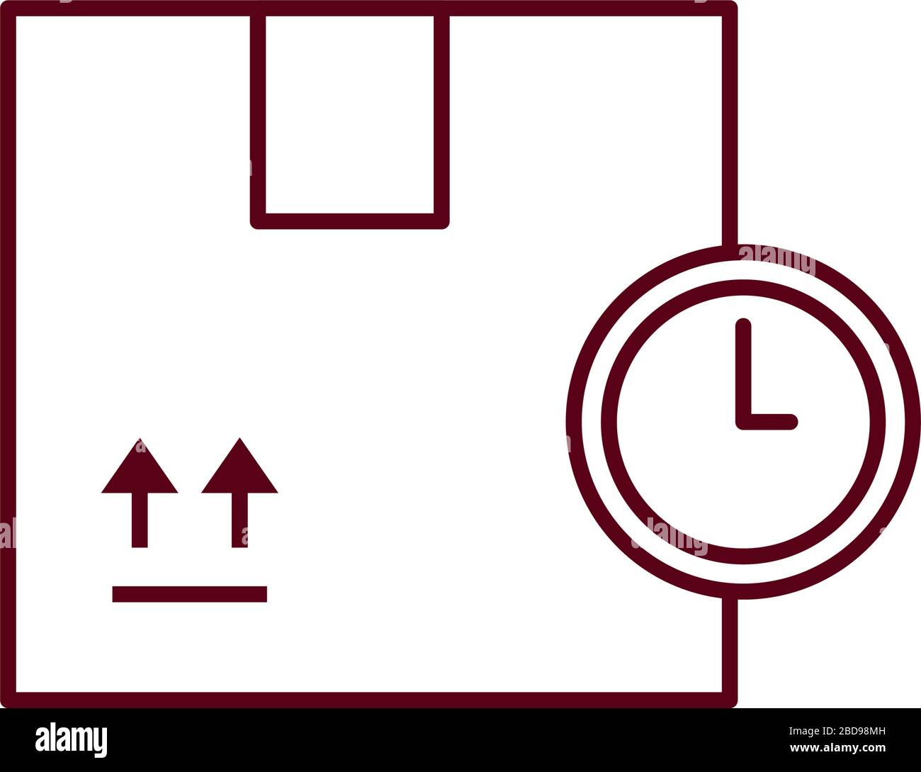 package box and clock icon over white background, line style, vector ...