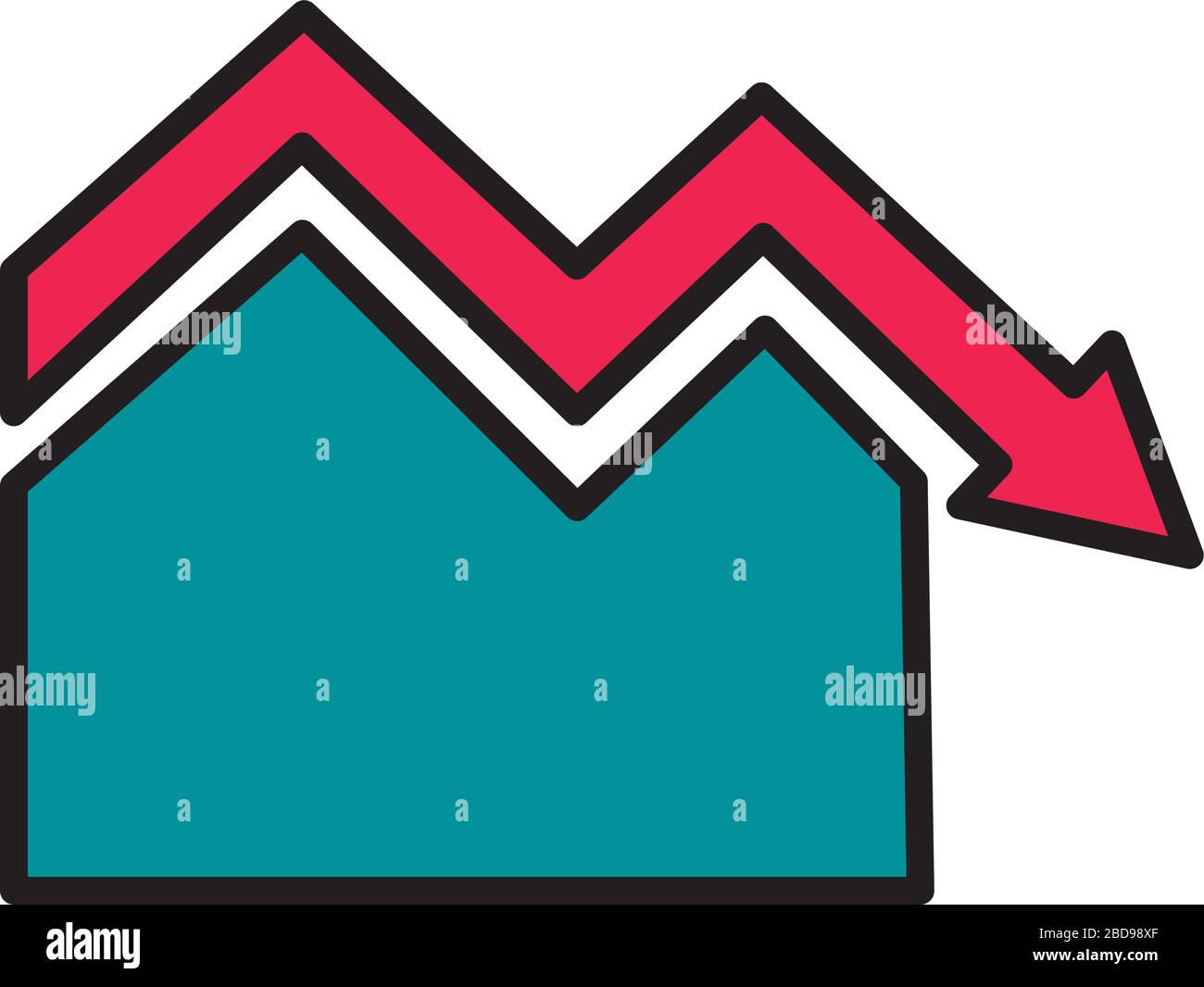 arrow statistics line and fill style icon Stock Vector Image & Art - Alamy