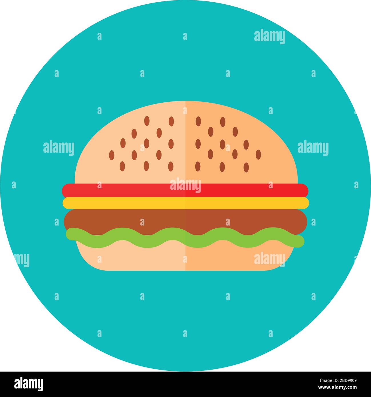 delicious burger fast food block and flat style Stock Vector Image ...