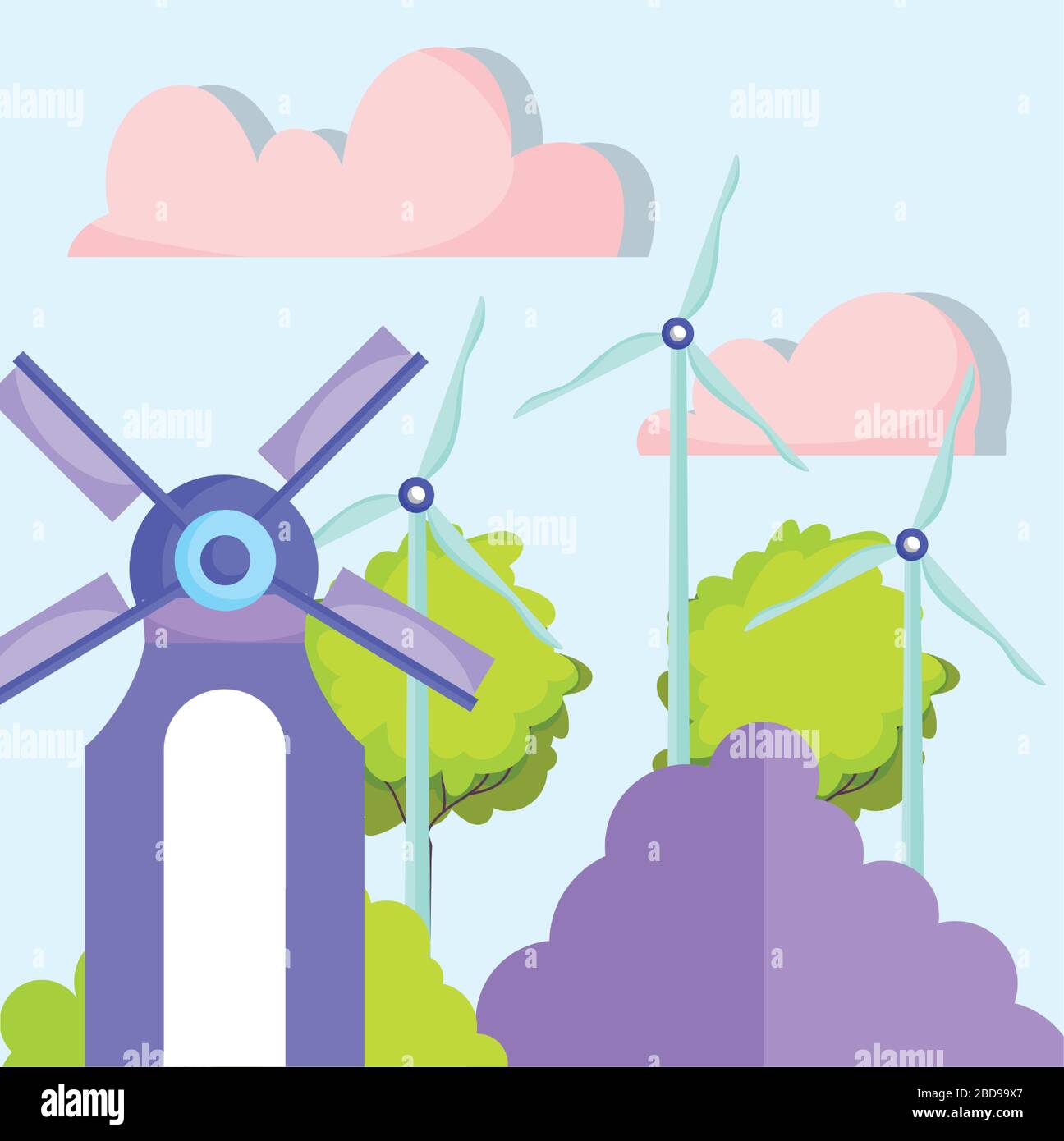 eco energy sustainable turbine winds renewable design vector ...