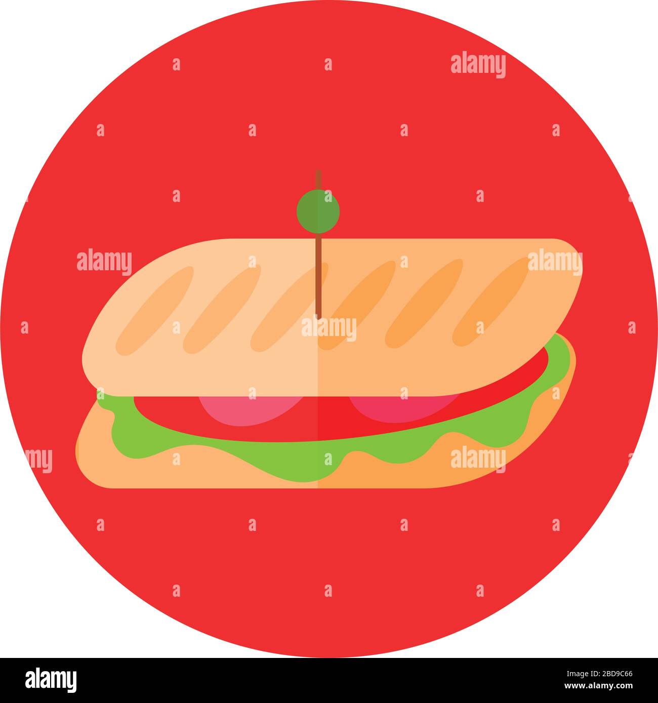 delicious sandwish fast food block and flat style Stock Vector Image ...