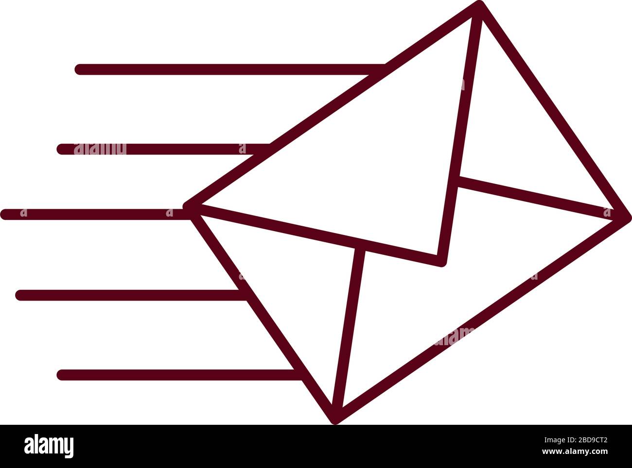 fast delivery, envelope icon over white background, line style, vector ...