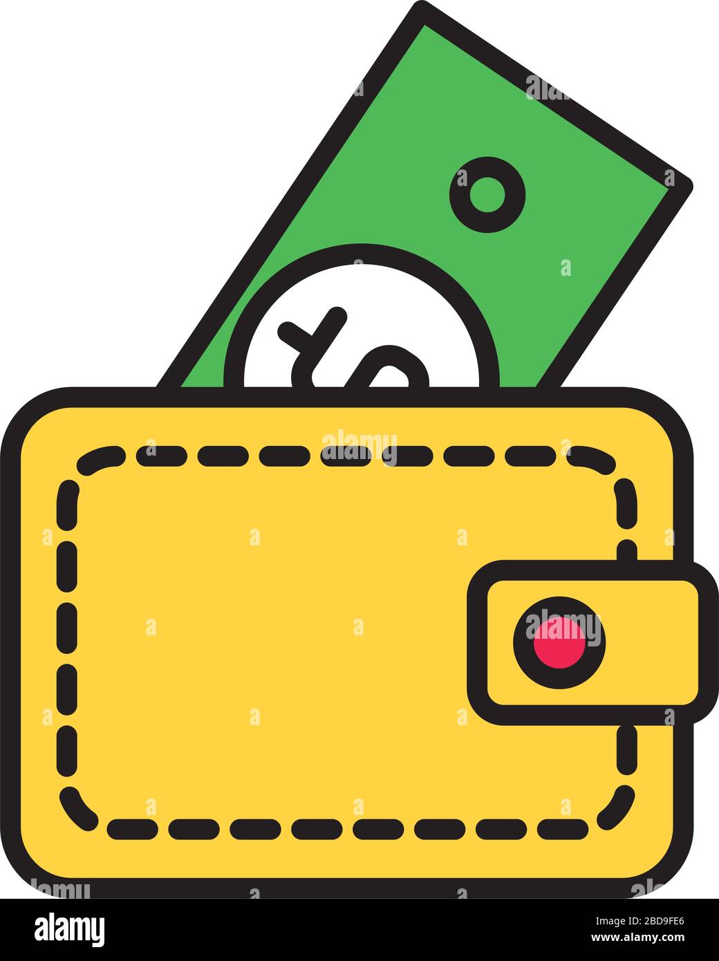 bills money dollars in wallet line and fill style Stock Vector Image ...