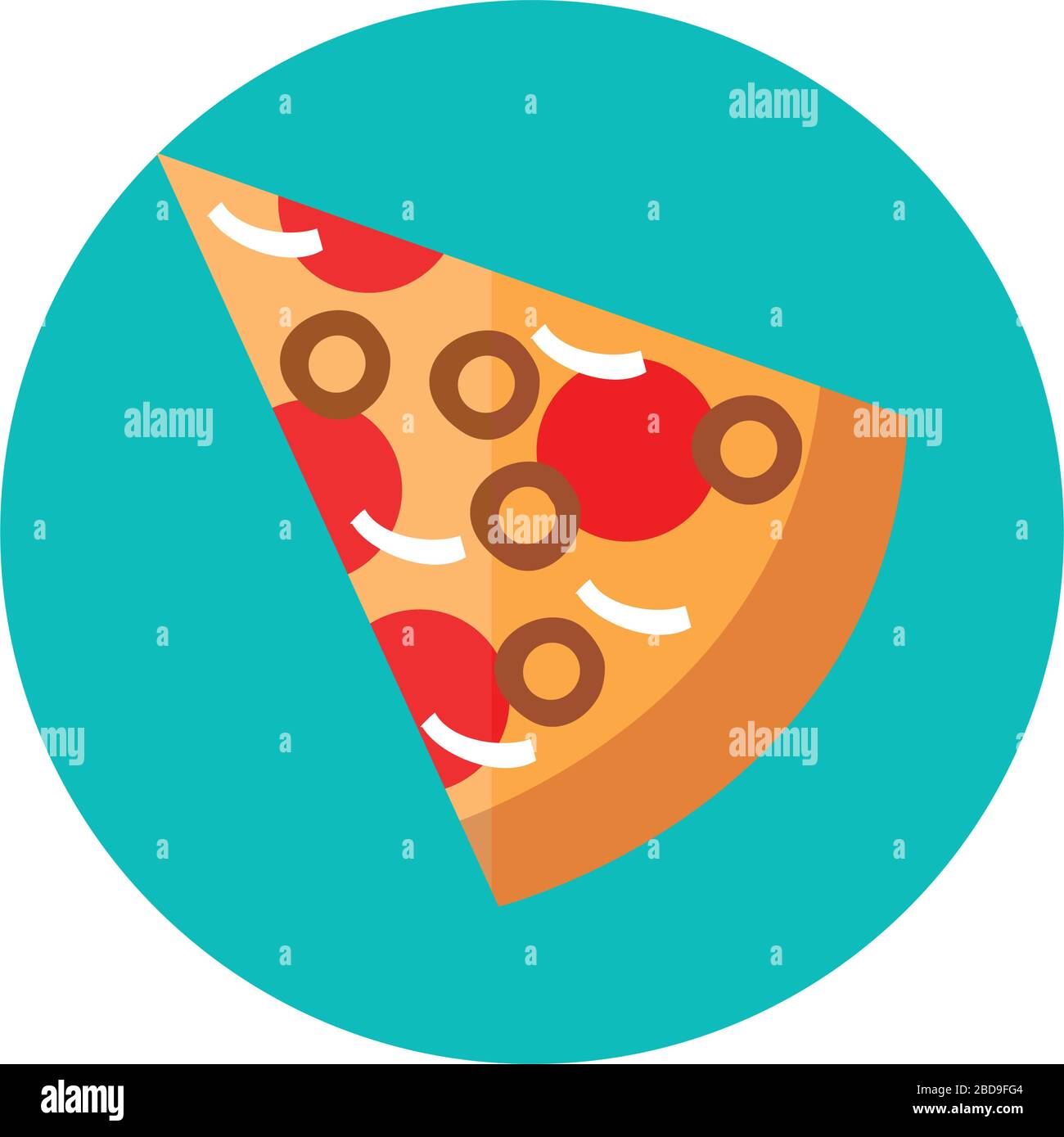 delicious italian pizza fast food block and flat style Stock Vector ...