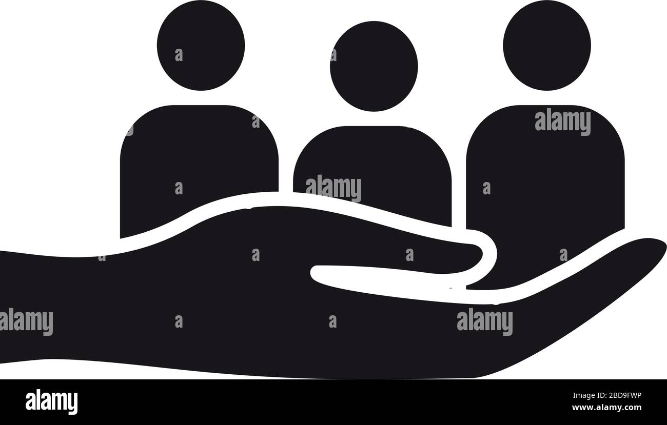 charity aids concept, hand with pictogram people icon over white ...