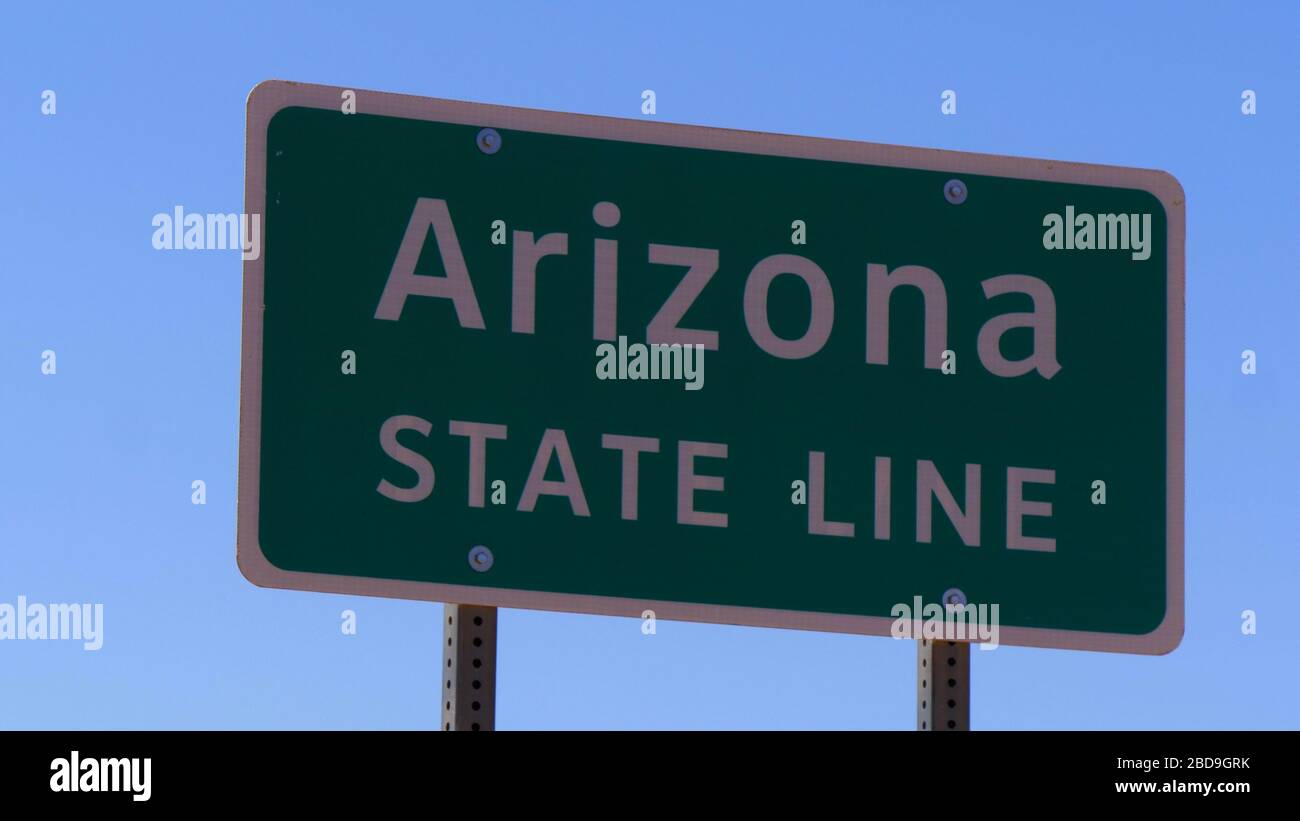 Arizona state line sign Stock Photo - Alamy
