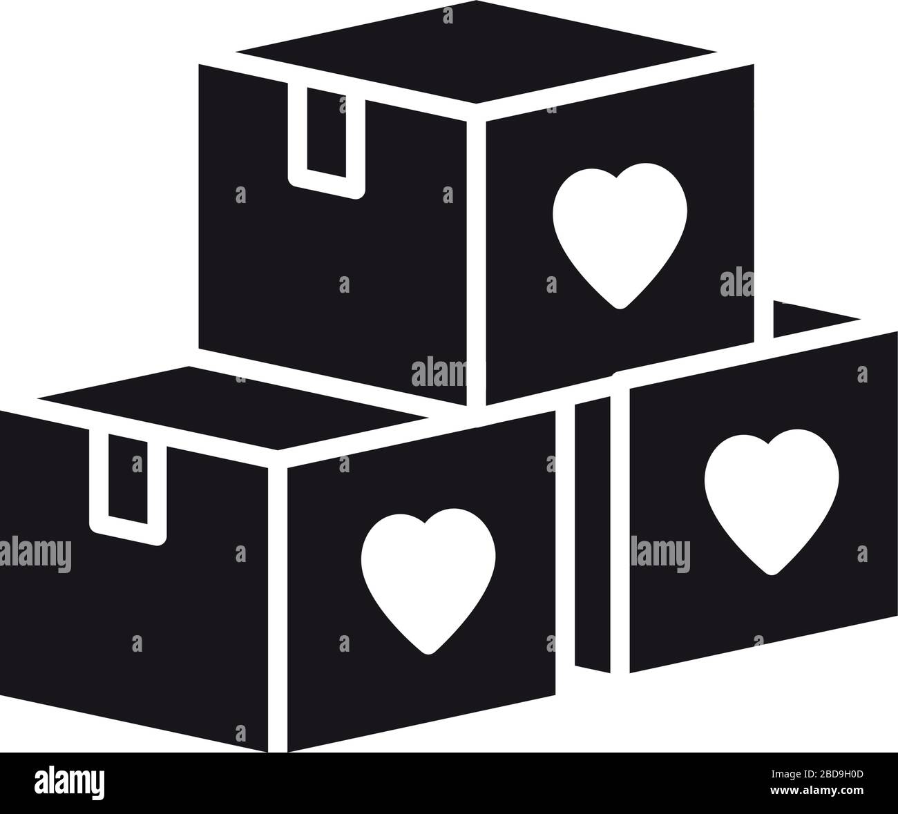 humanitarian aid boxes icon over white background, silhouette style ...