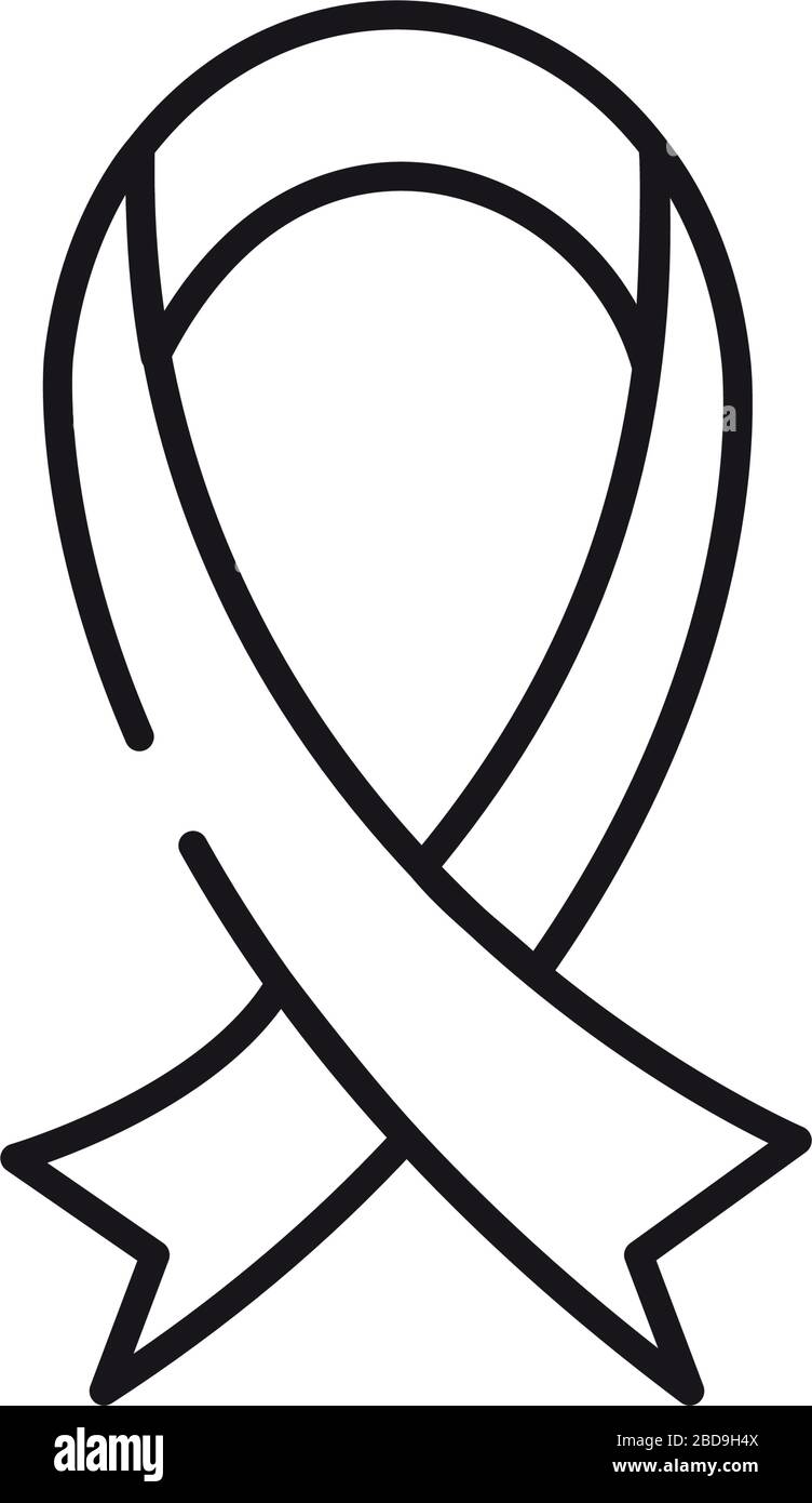 charity ribbon icon over white background, line style, vector ...