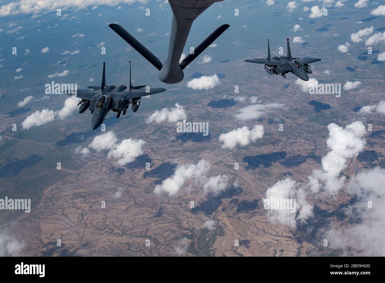 Two U.S. Air Force F-15E Strike Eagles fly over Iraq, April 2, 2020 ...