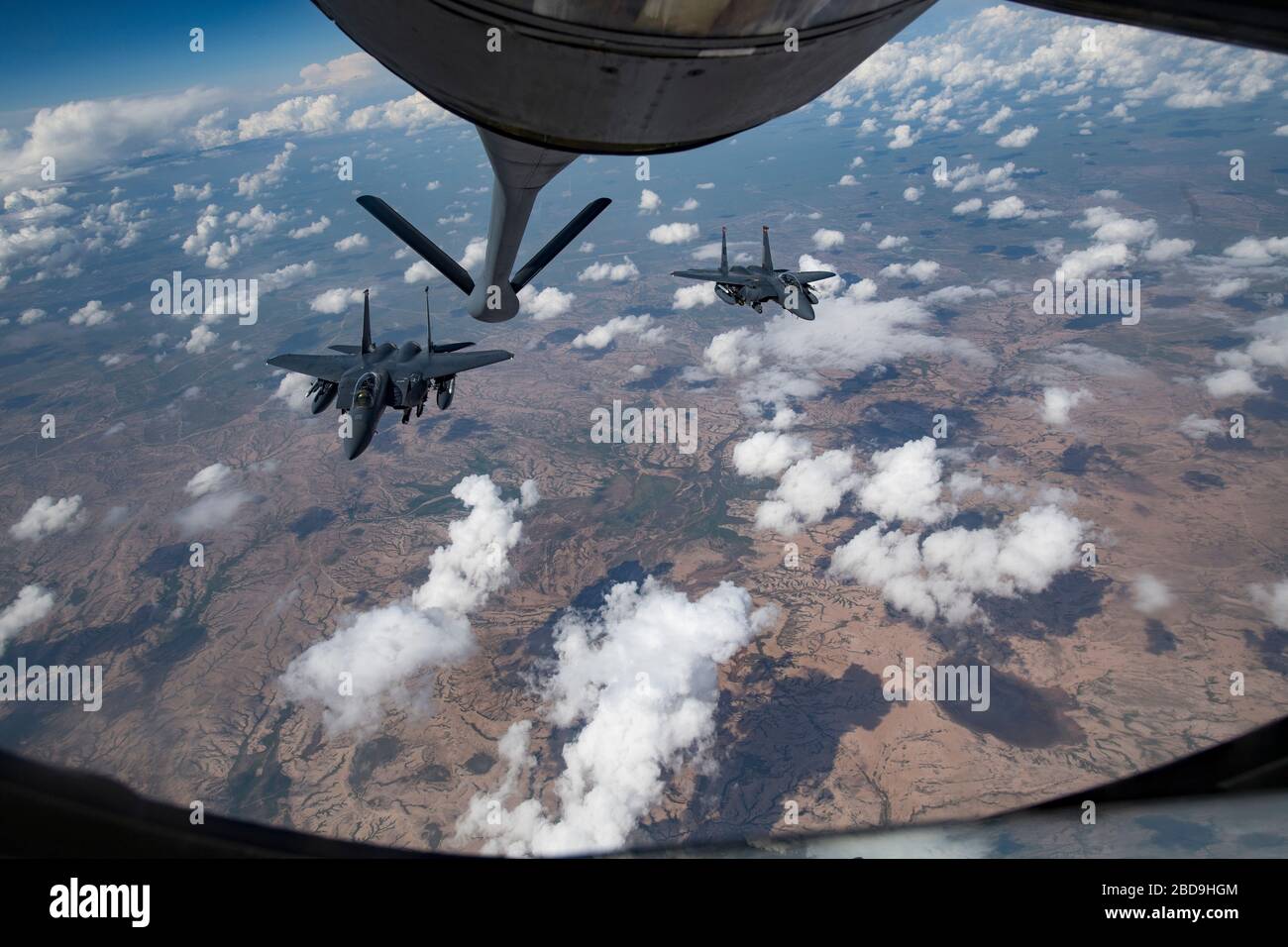 Two U.S. Air Force F-15E Strike Eagles fly over Iraq, April 2, 2020 ...