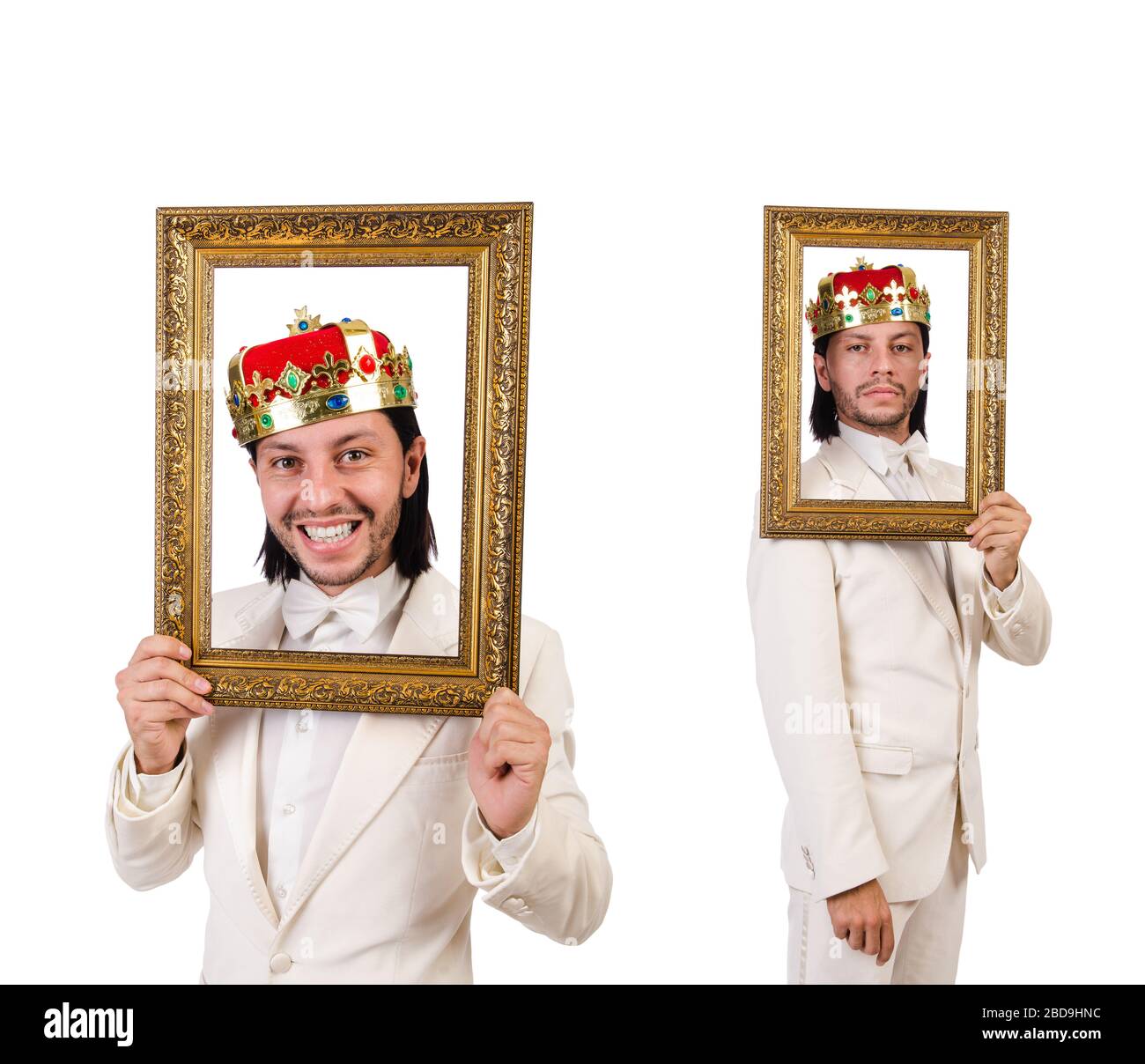 The king with picture frame on white Stock Photo - Alamy