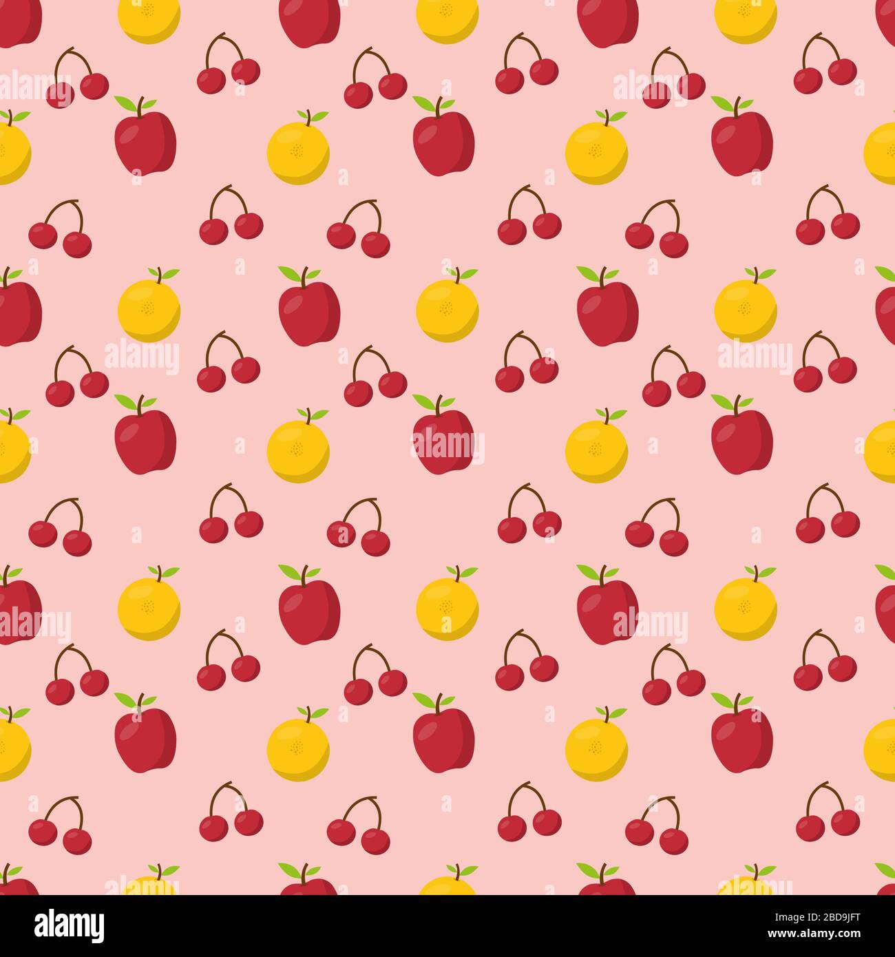 apple, orange and cherry seamless pattern for fresh fruit concept ...