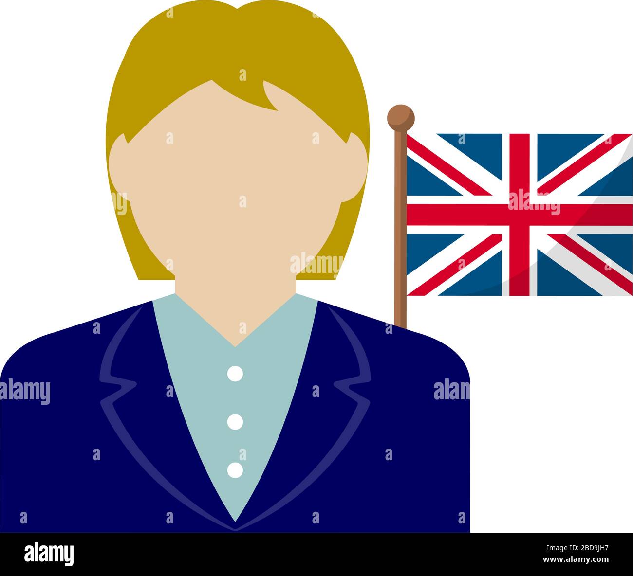 Faceless business woman with national flags / the UK . Flat vector ...