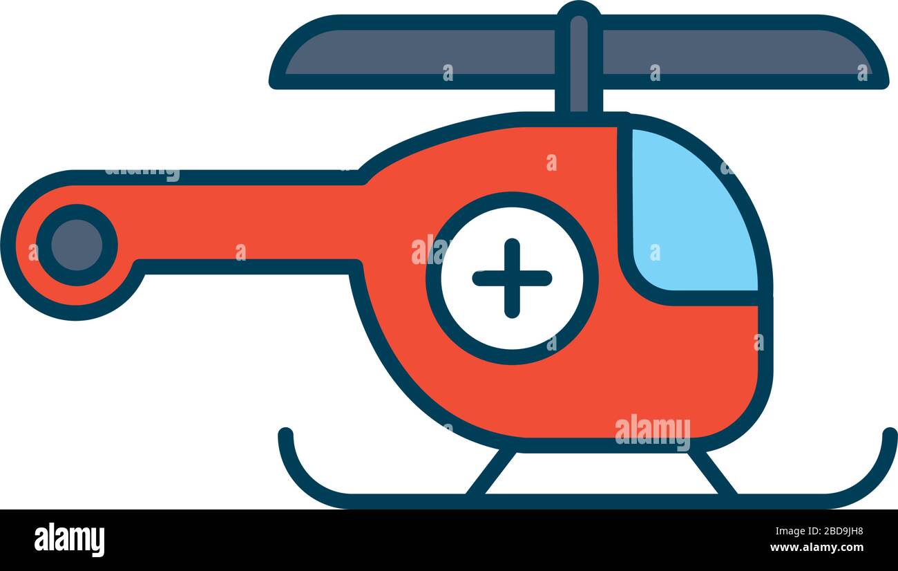 medical helicopter icon over white background, line and fill style ...