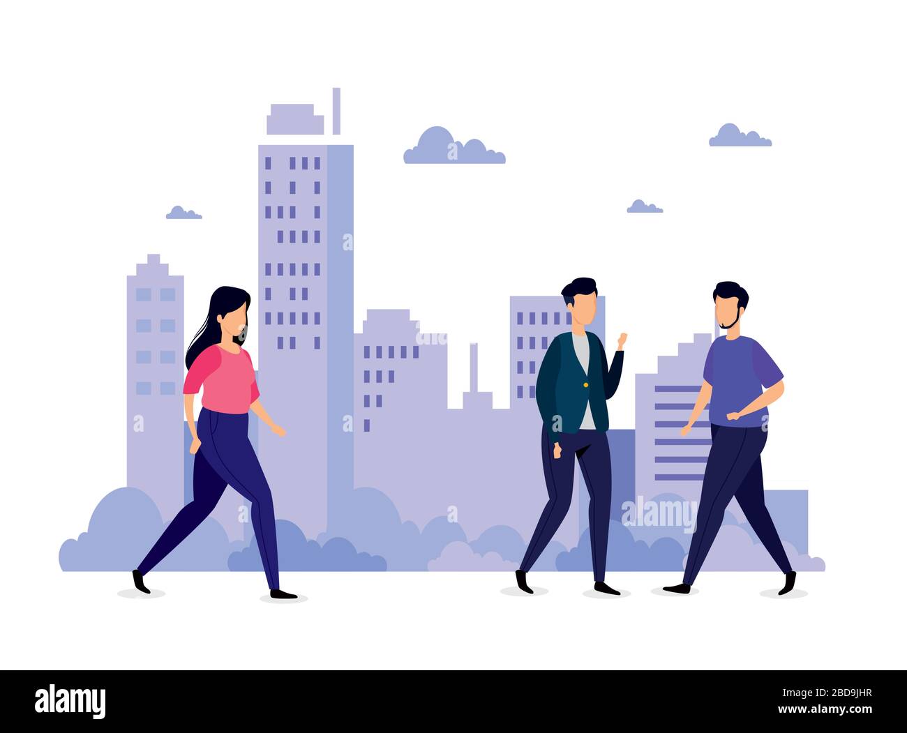 urban scene with young people walking Stock Vector Image & Art - Alamy