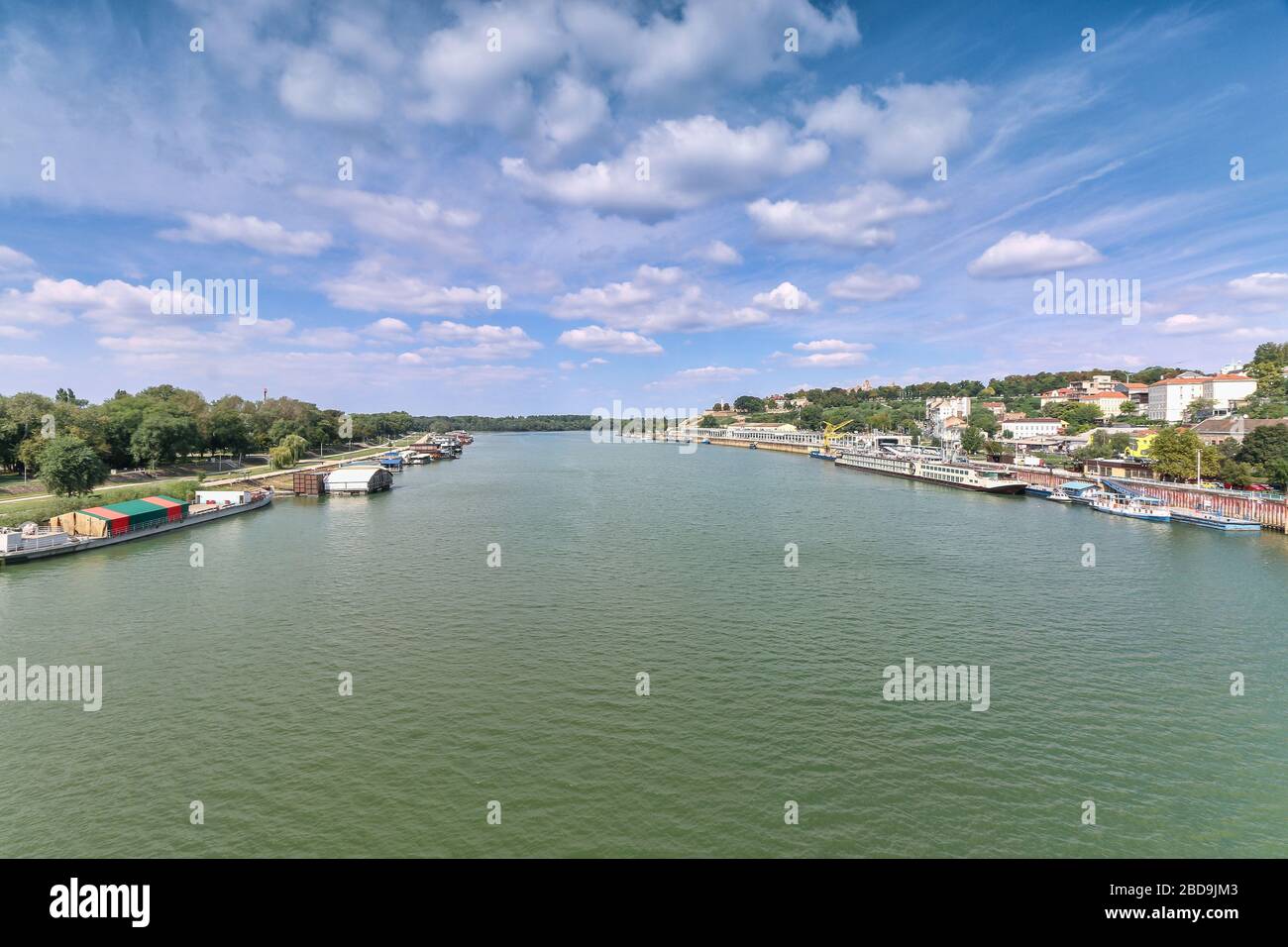 Floating houses and night clubs on Sava River at Belgrade, Serbia in a ...