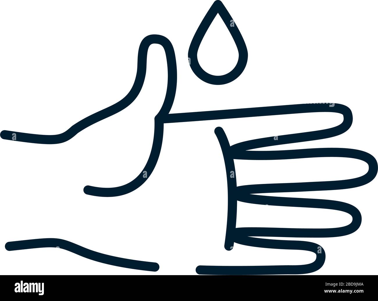 hand and water drop icon over white background, line style, vector ...