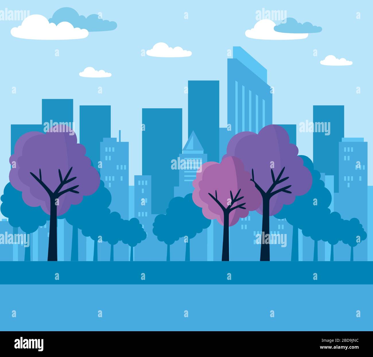 buildings urban scene with tree plants Stock Vector Image & Art - Alamy