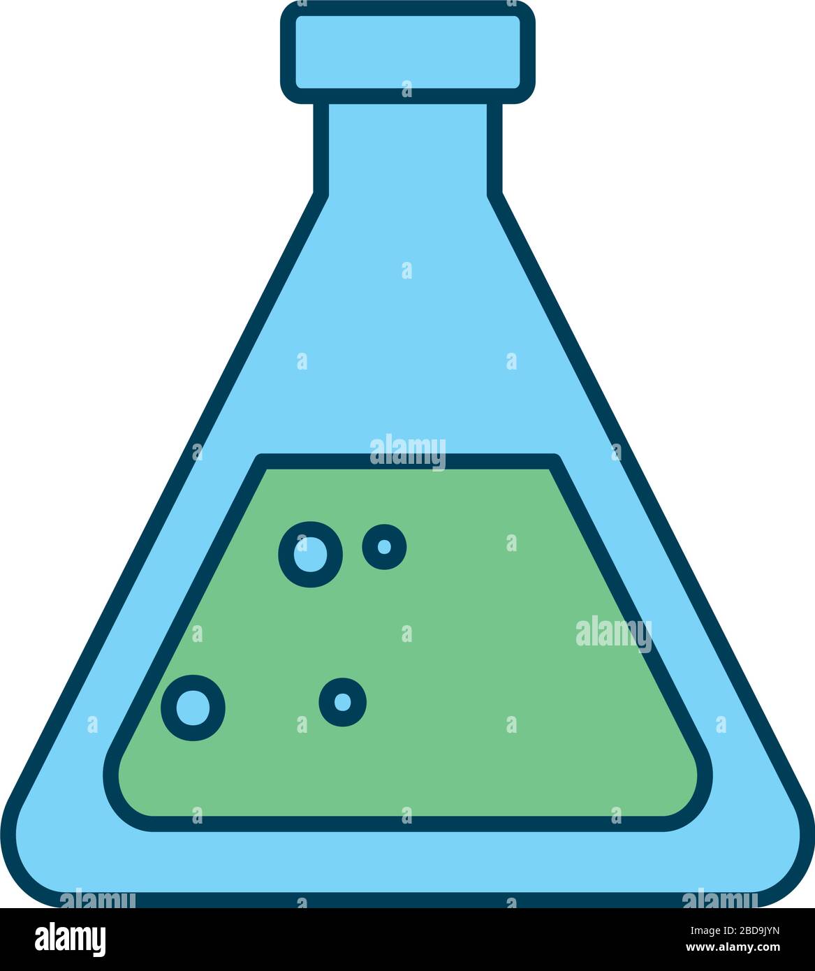 chemical conical flask over white background, line and fill style ...