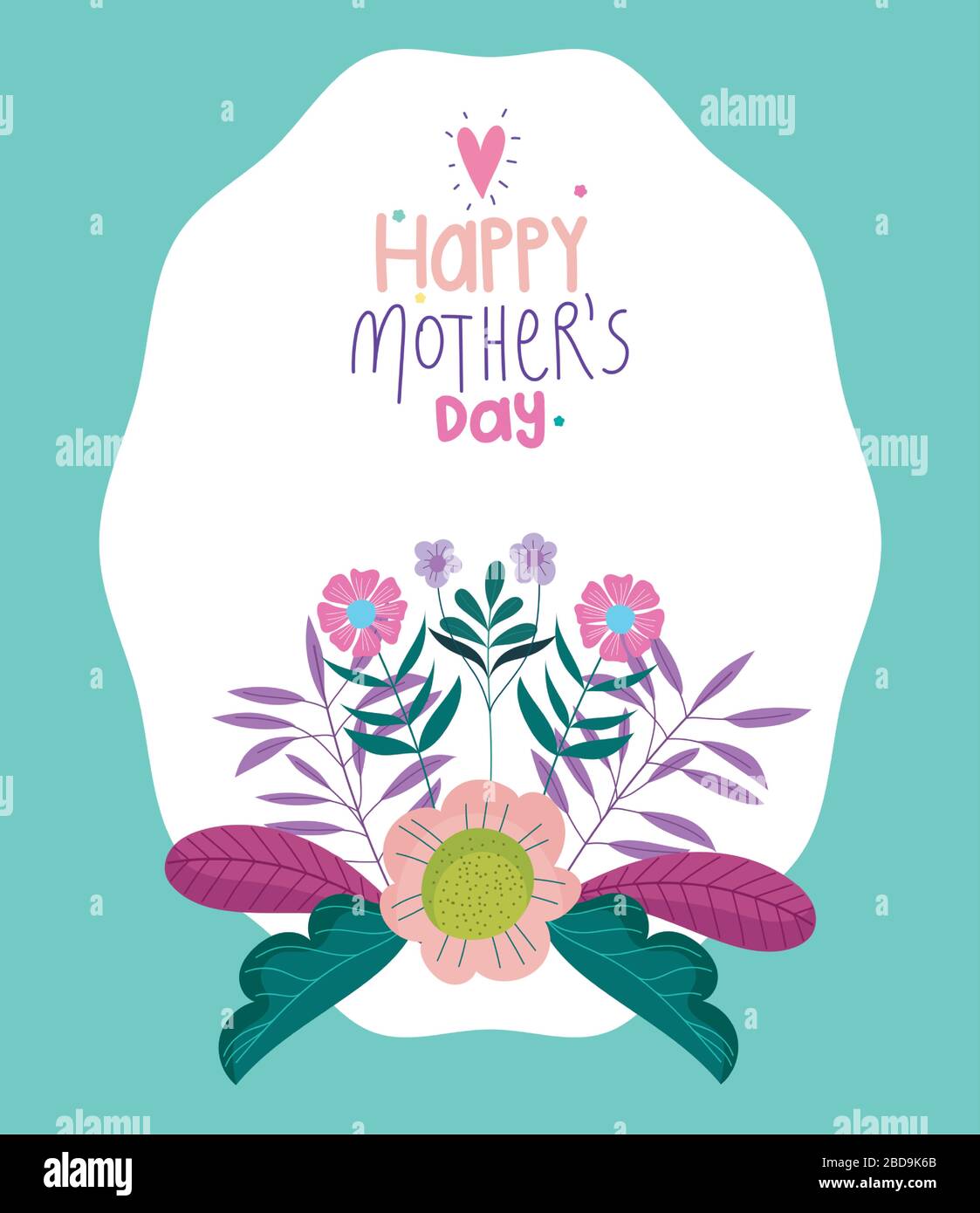 Happy Mothers Day Flowers Invitation Celebration Card Vector