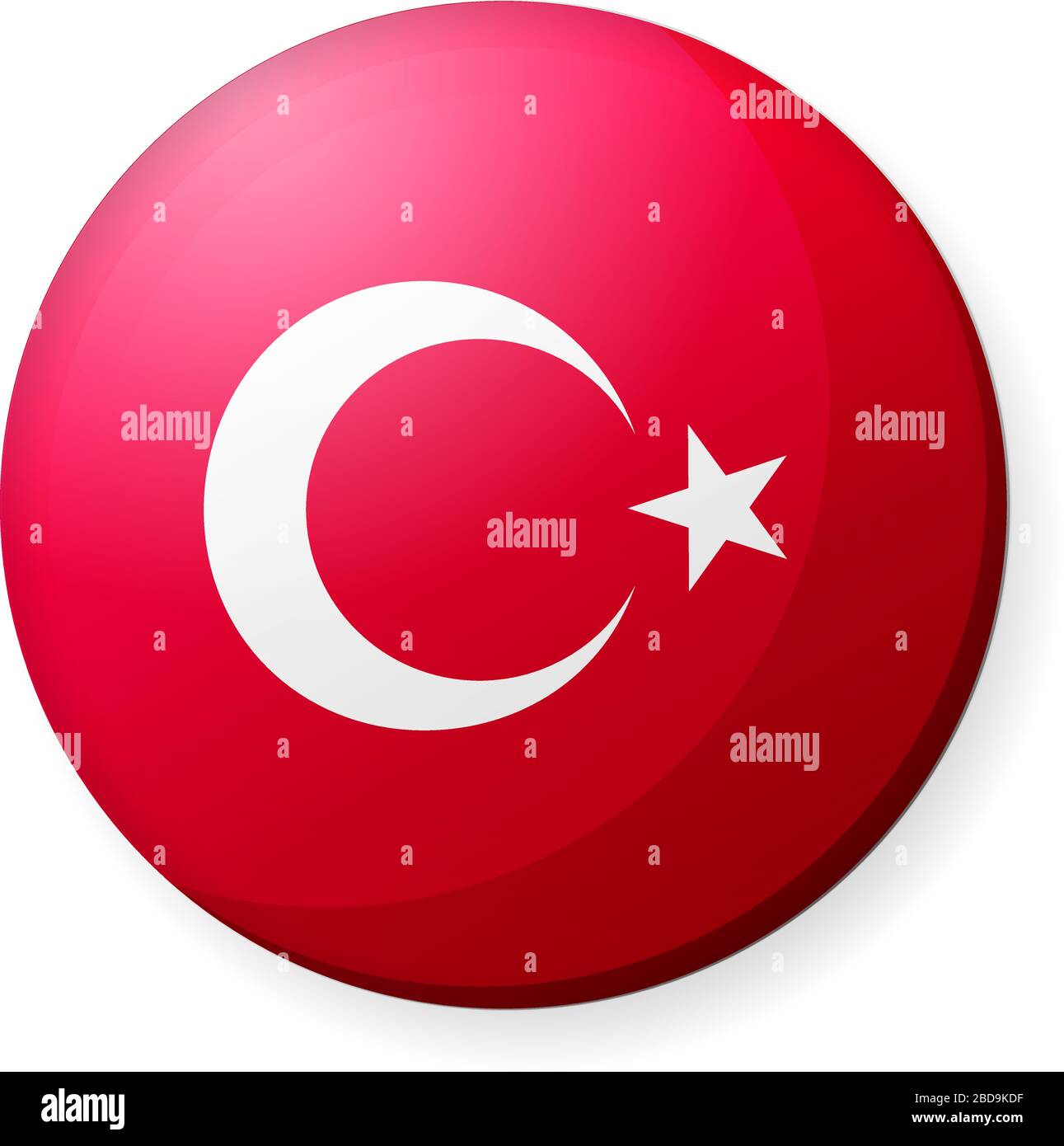 Circular country flag icon illustration ( button badge ) / turkey Stock ...