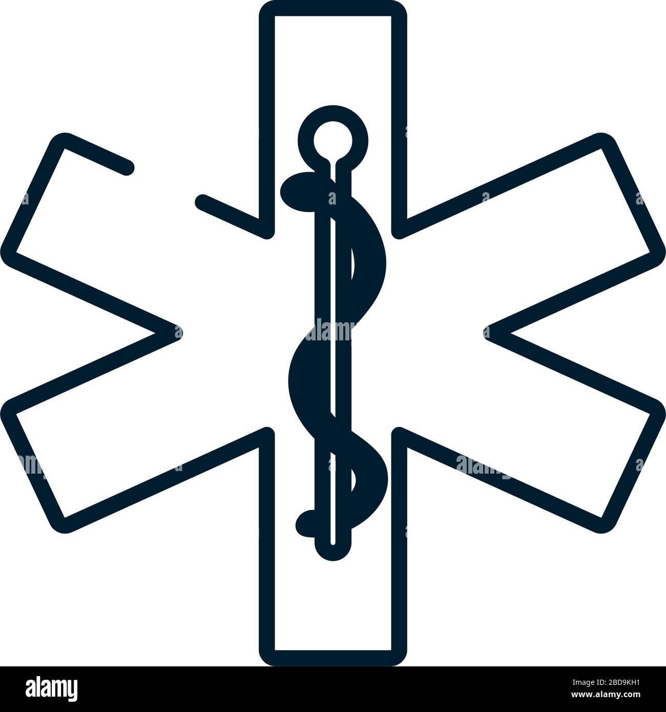 medical emergency symbol icon over white background, line style, vector ...