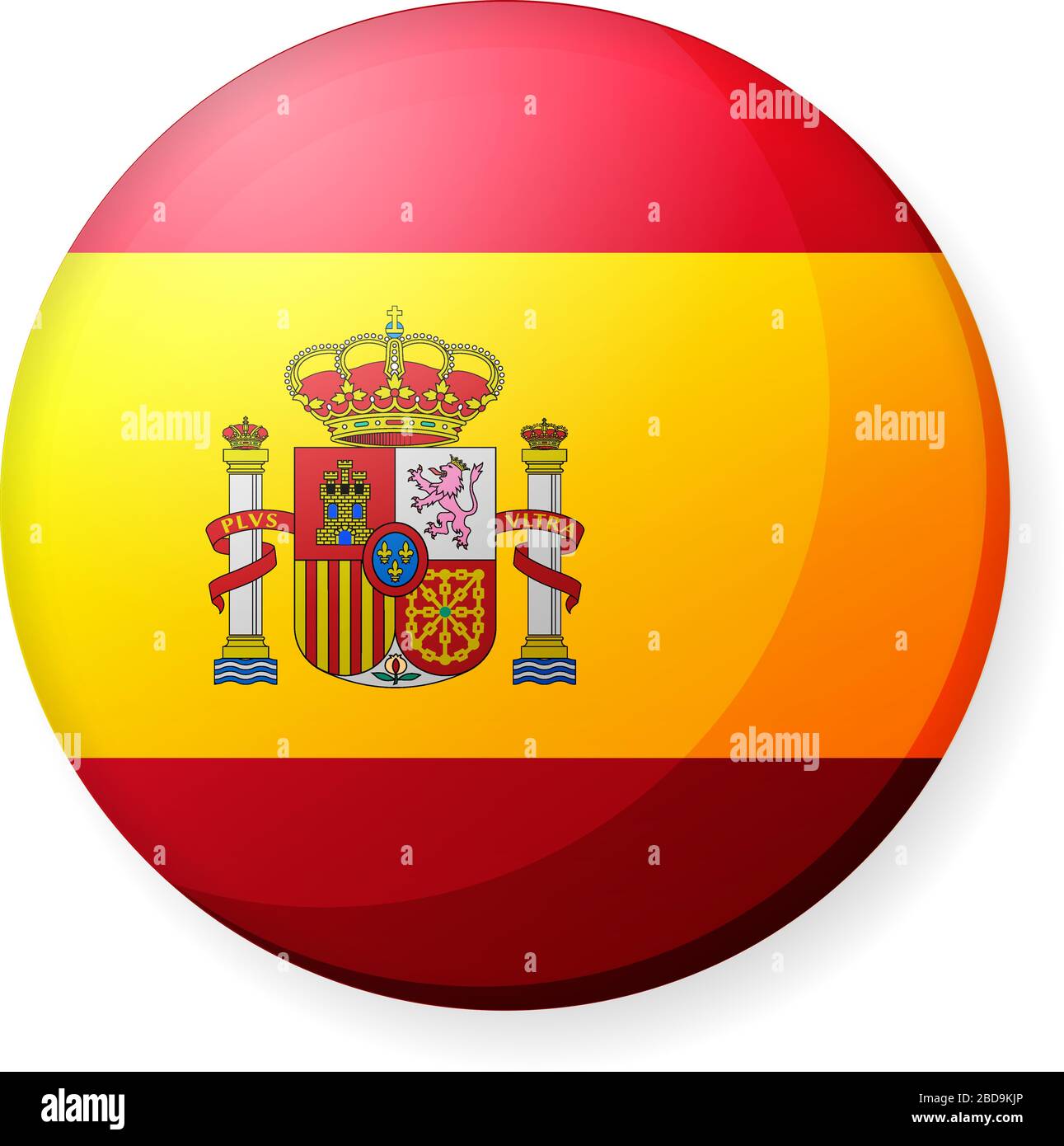 Circular country flag icon illustration ( button badge ) / Spain Stock ...