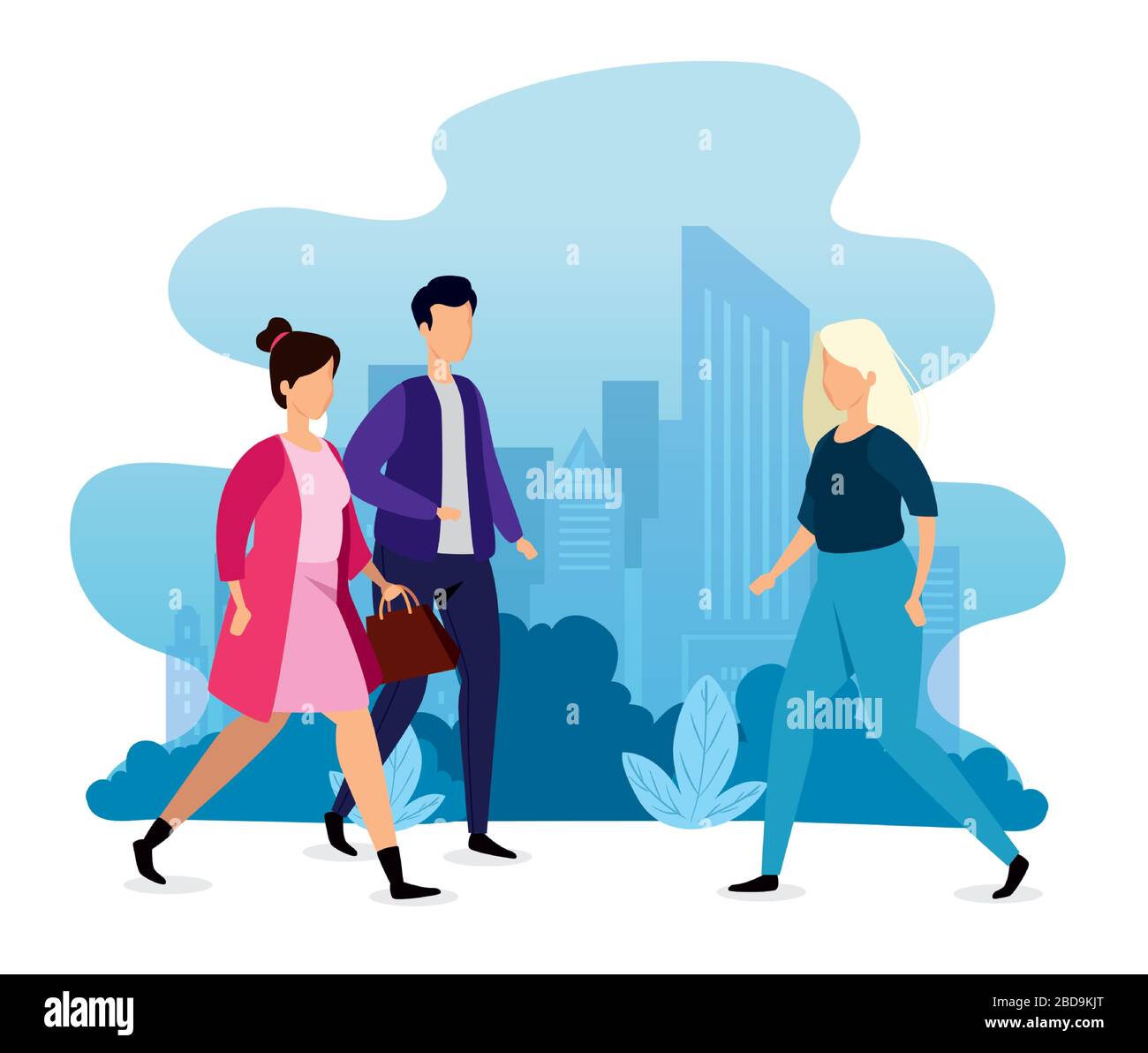 urban scene with young people walking Stock Vector Image & Art - Alamy