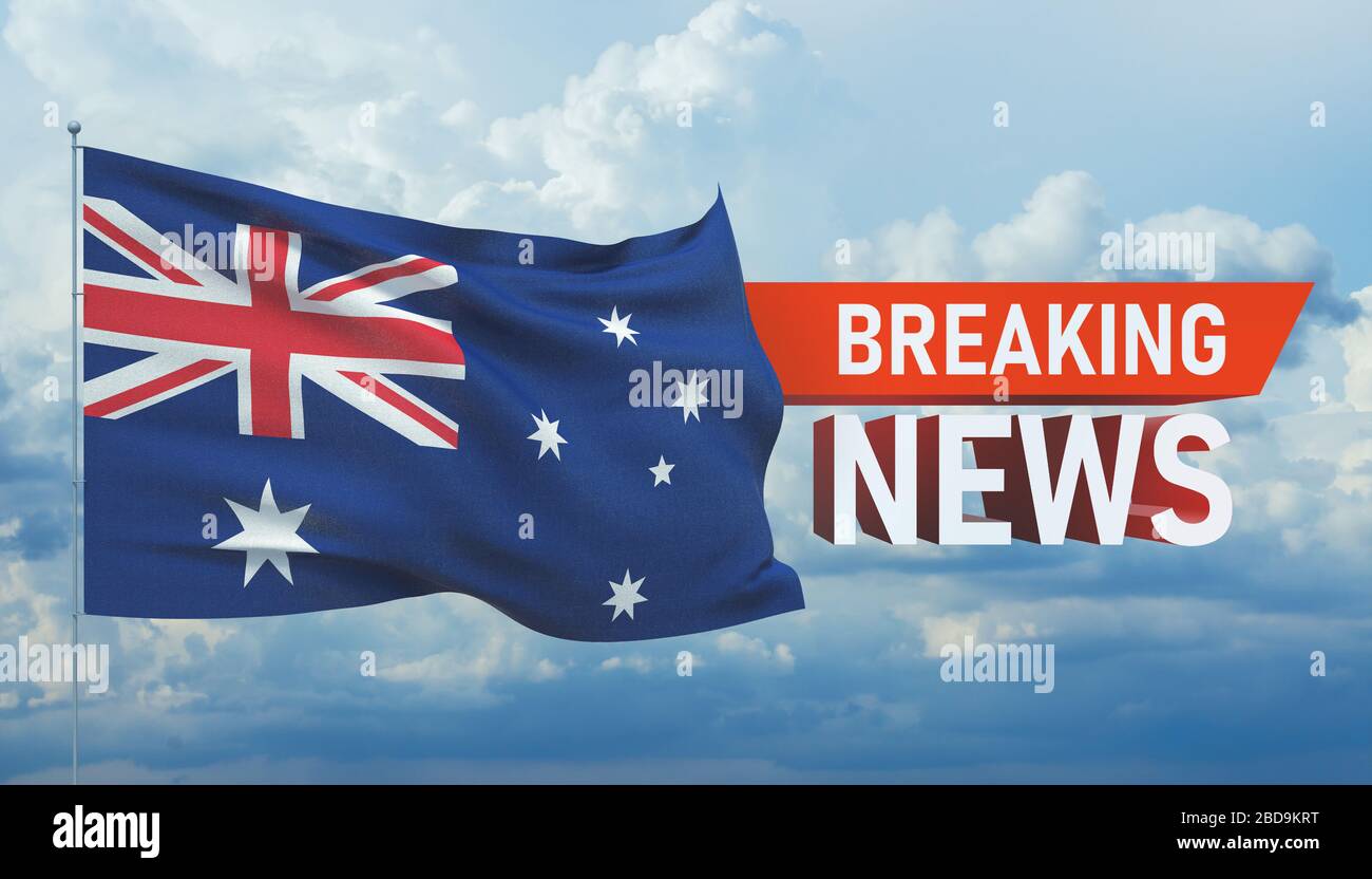 Breaking news. World news with backgorund waving national flag of ...