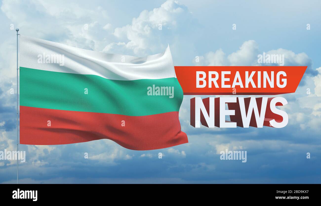 Breaking news. World news with backgorund waving national flag of ...