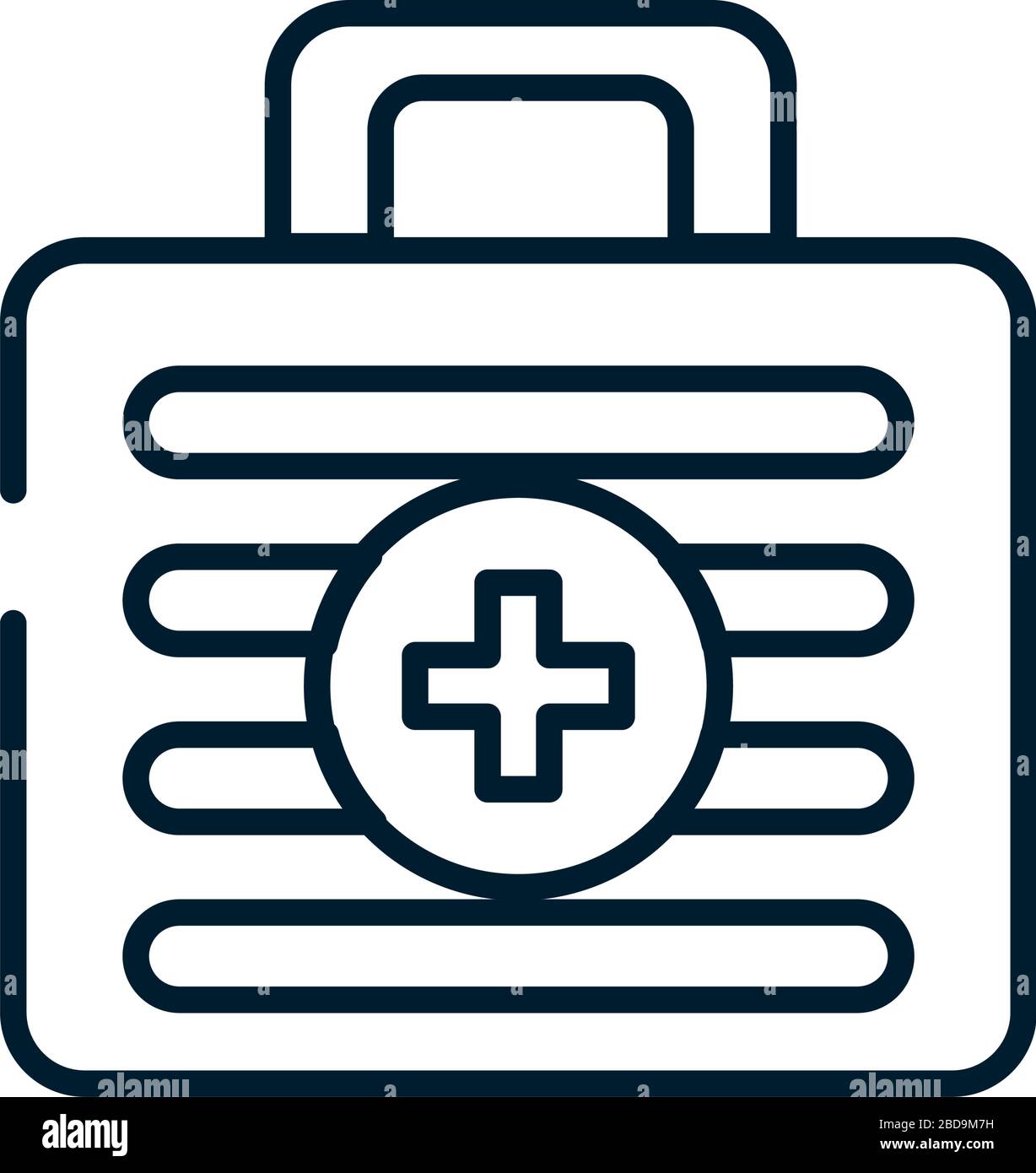 first aid kit icon over white background, line style, vector ...