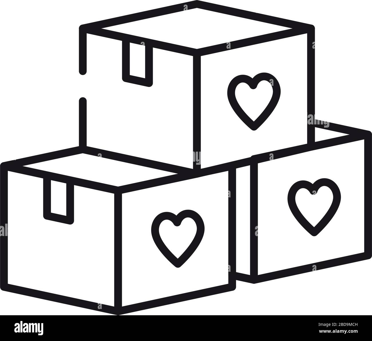 humanitarian aid boxes icon over white background, line style, vector ...