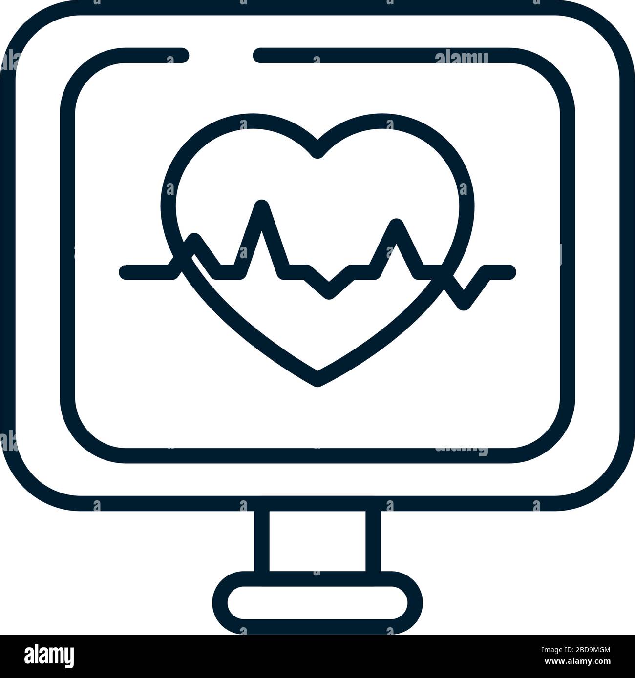 cardio monitor icon over white background, line style, vector ...